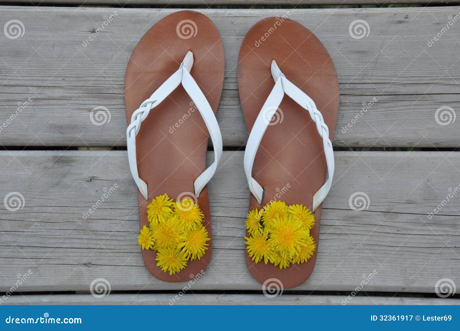 Slippers with flowers stock image. Image of advertise - 32361917