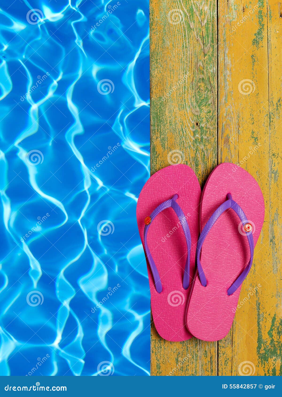 Slippers by the pool side stock image. Image of travel - 55842857