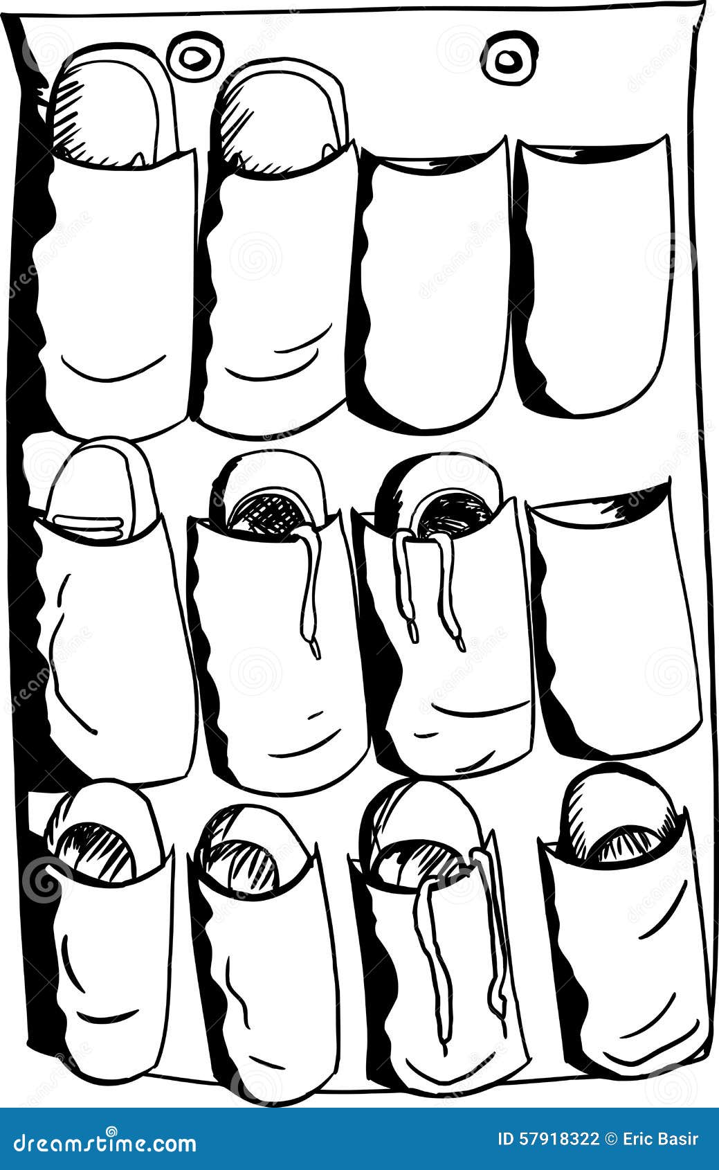 Slippers and Shoes in Organizer Stock Illustration - Illustration of ...