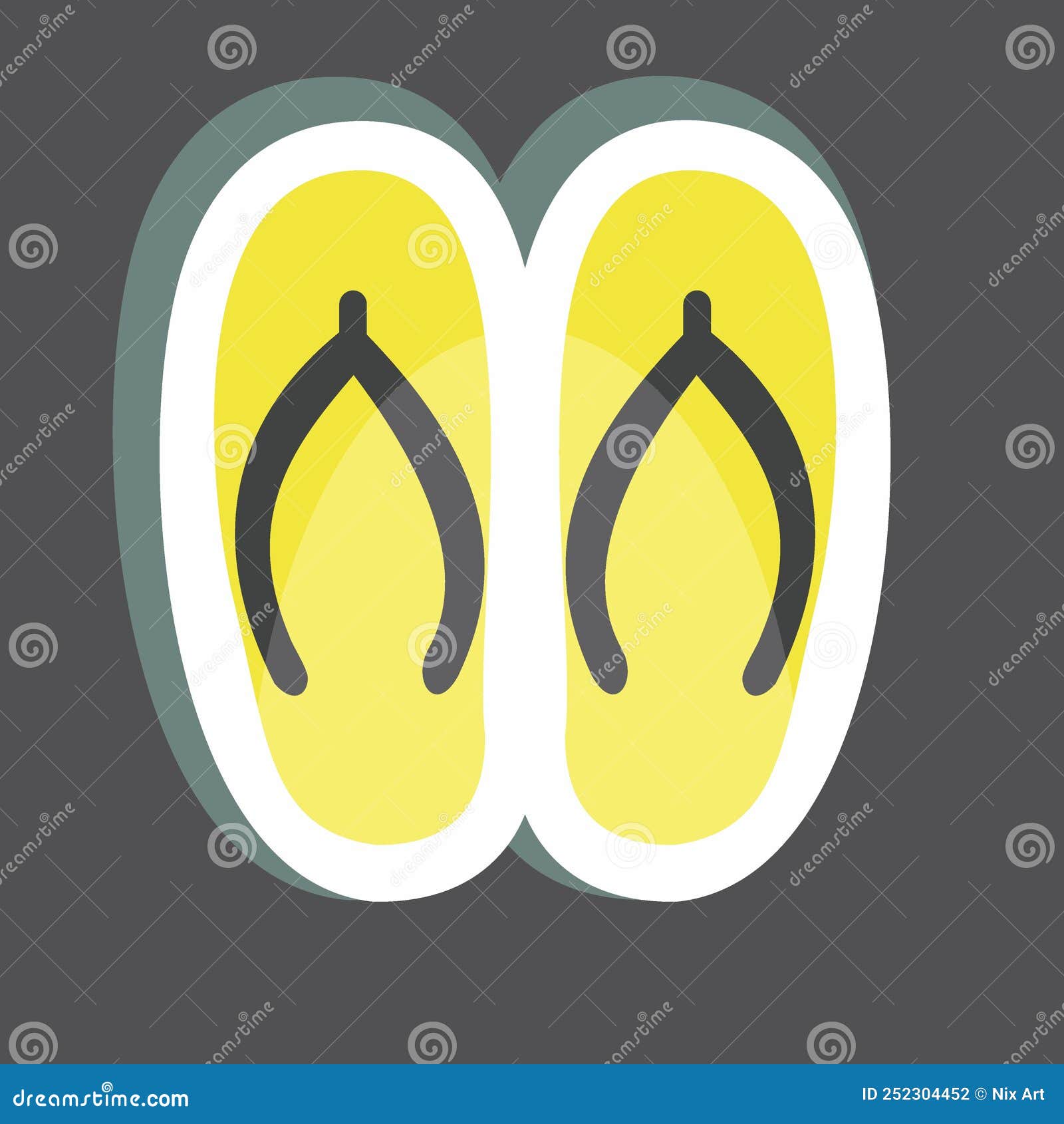 Slippers Sticker in Trendy Isolated on Black Background Stock ...