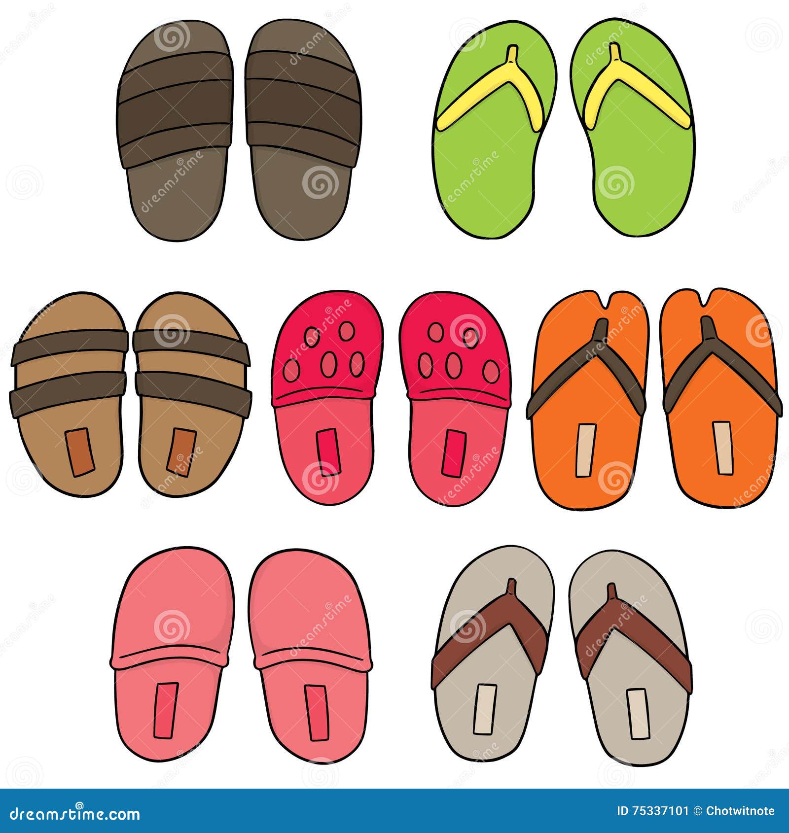 Slippers stock vector. Illustration of drawing, hand - 75337101