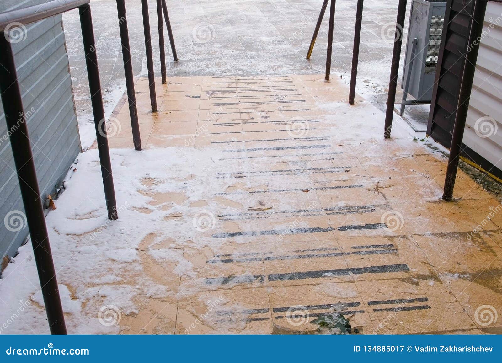 Slippery Downhill Slide with the Snow and Ice. Stock Image - Image of ...