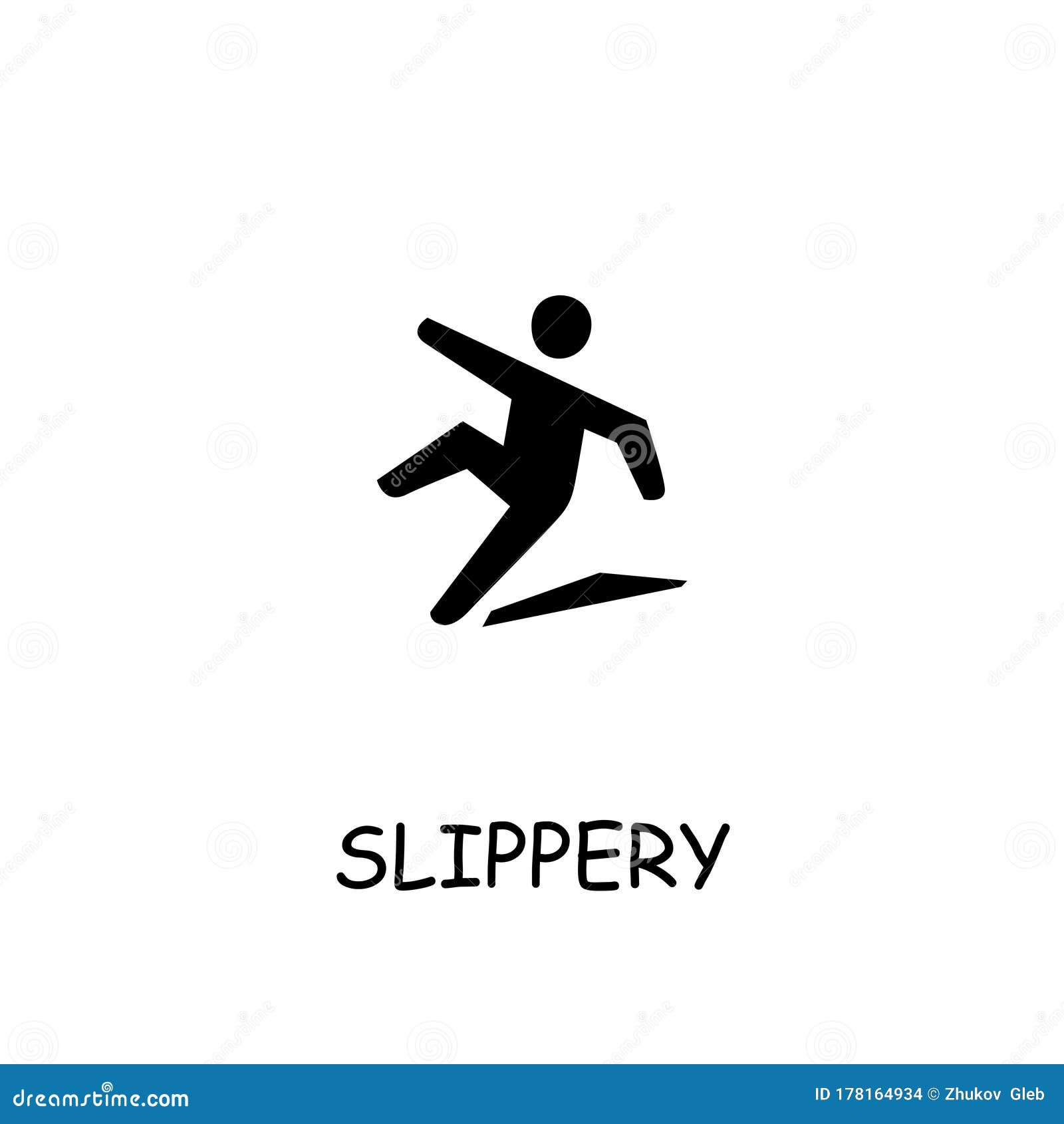 Slippery flat vector icon stock illustration. Illustration of attention ...