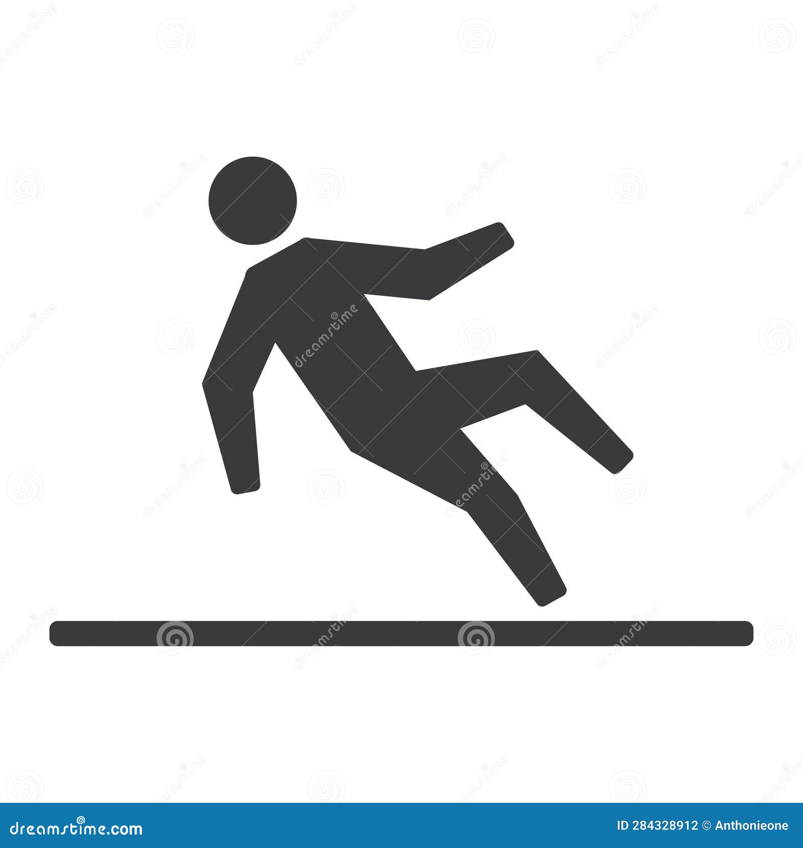 Falling Danger Sign On White Background. Fall Down Caution Hazard Icon ...