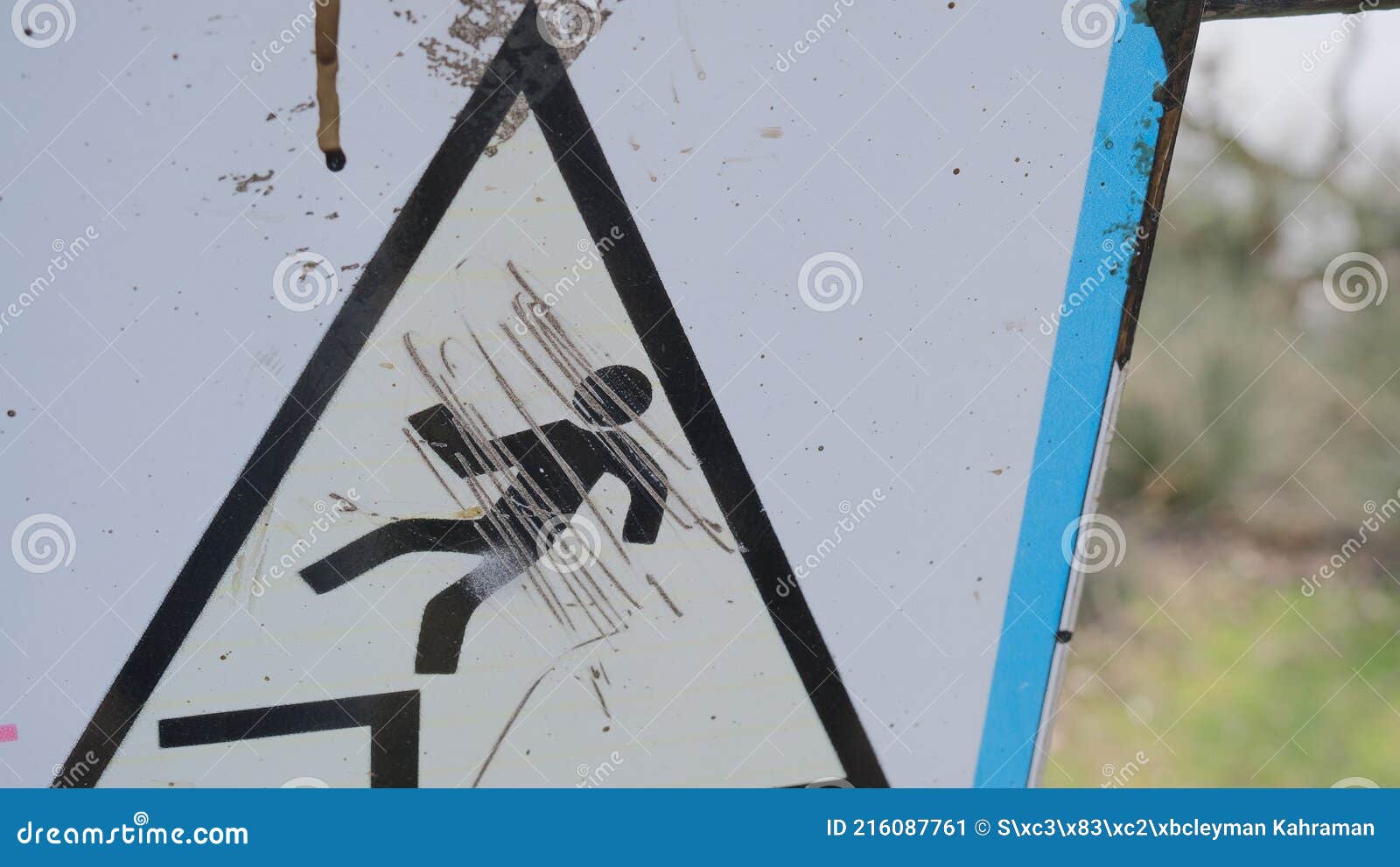 Slippery Ground Sign and it is Deformed Stock Image - Image of abstract ...