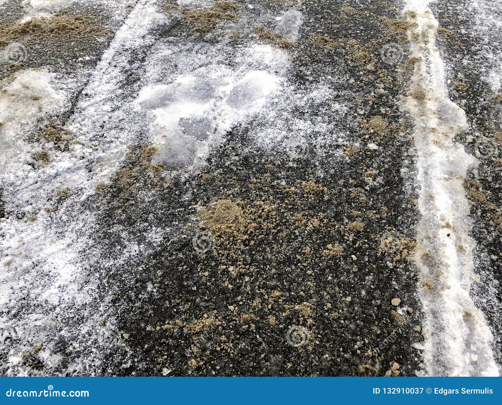 Slippery Ice and Snow on the Sidewalk Stock Image - Image of background ...