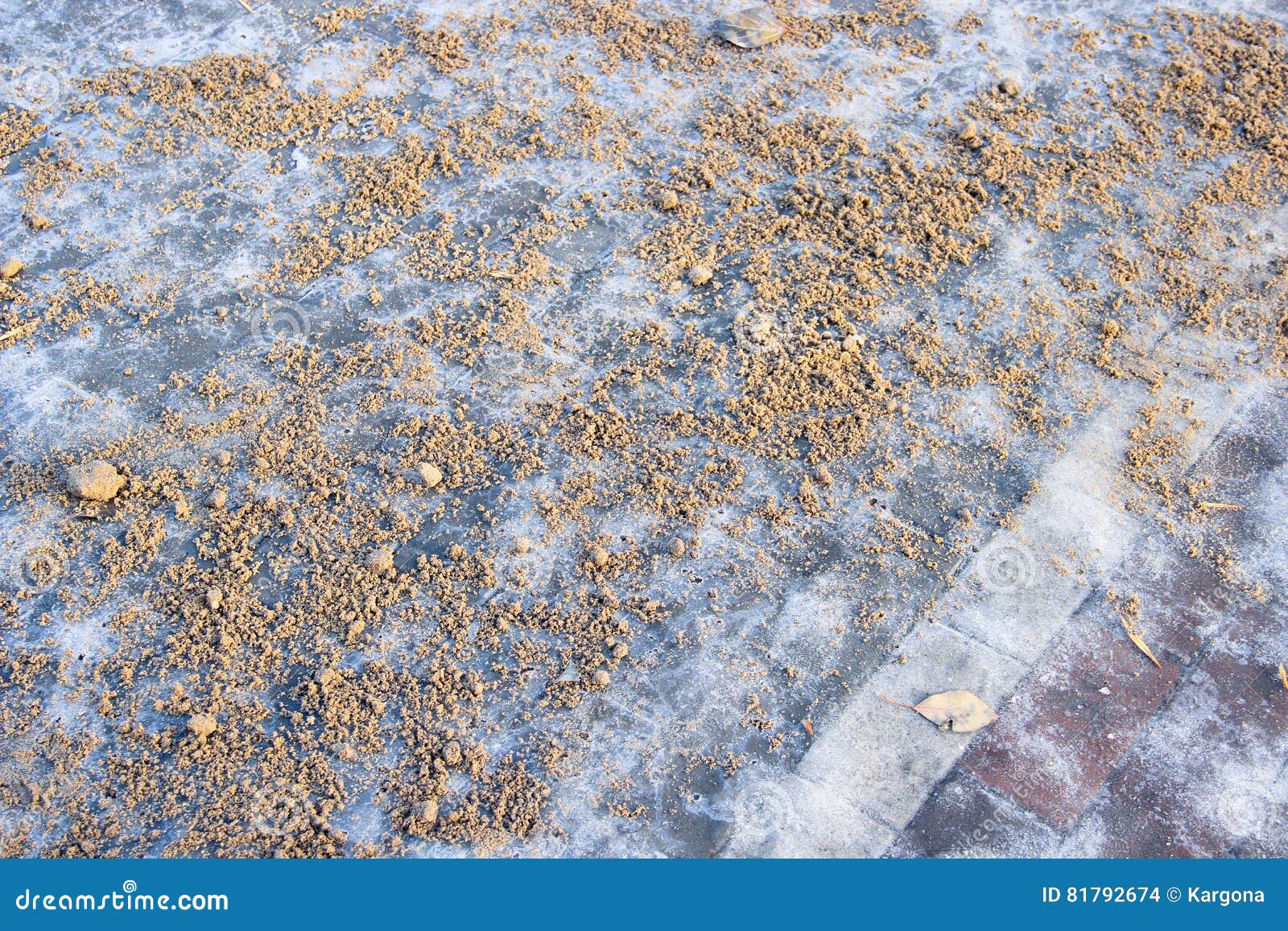 A Slippery Pavement Covered with Sand Stock Photo - Image of pavement ...