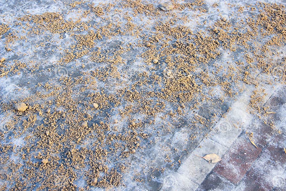 A Slippery Pavement Covered with Sand Stock Photo - Image of pavement ...
