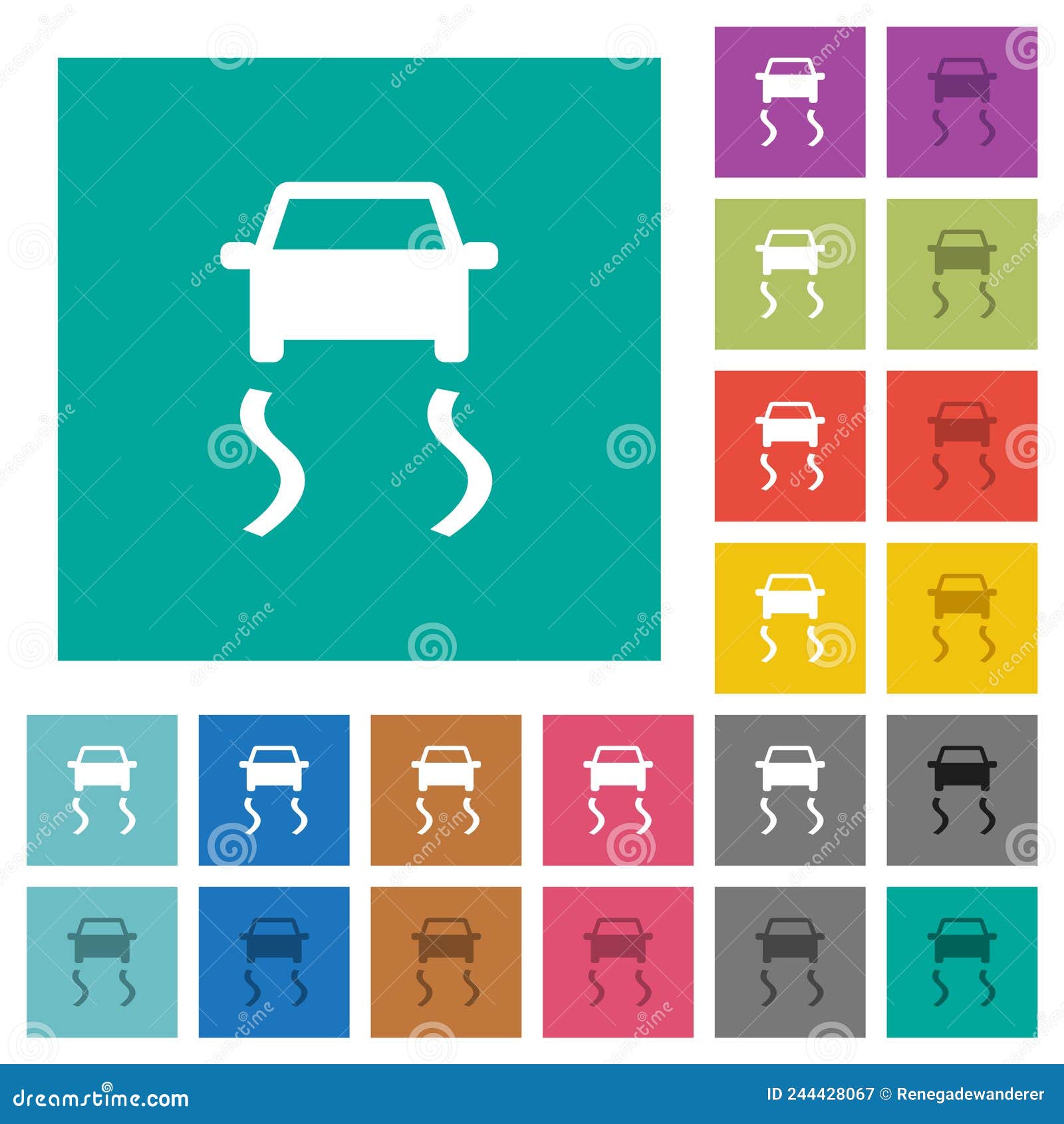 Slippery Road Dashboard Indicator Square Flat Multi Colored Icons Stock ... Slippery Road Dashboard Indicator Square Flat Multi Colored Icons Stock ...