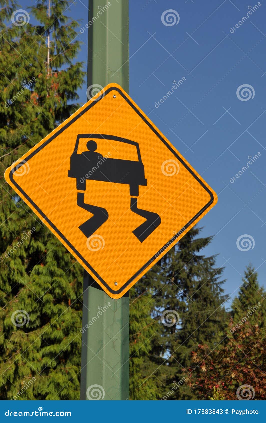 Slippery road sign stock image. Image of warning, sign - 17383843