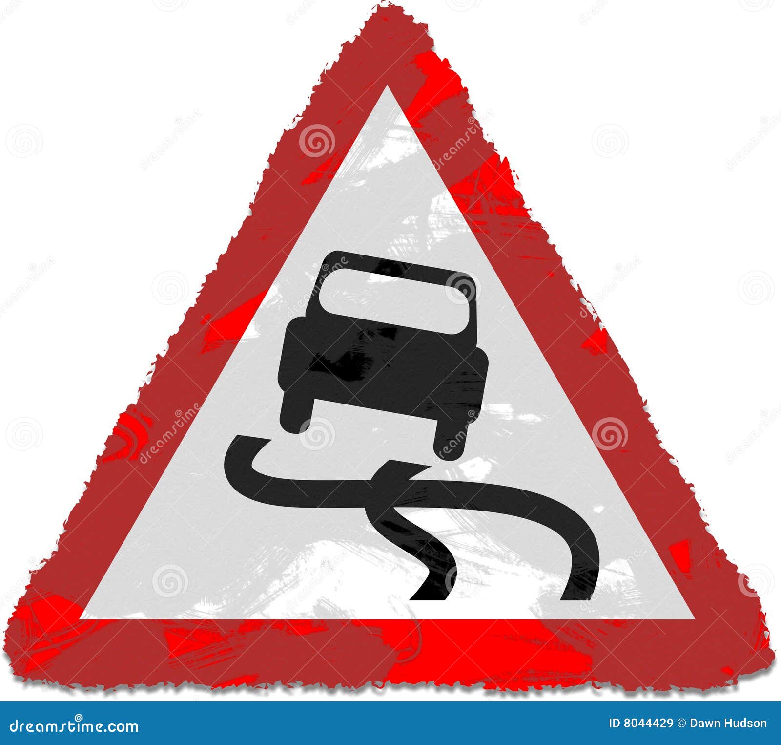 Slippery road sign stock illustration. Illustration of vehicle - 8044429