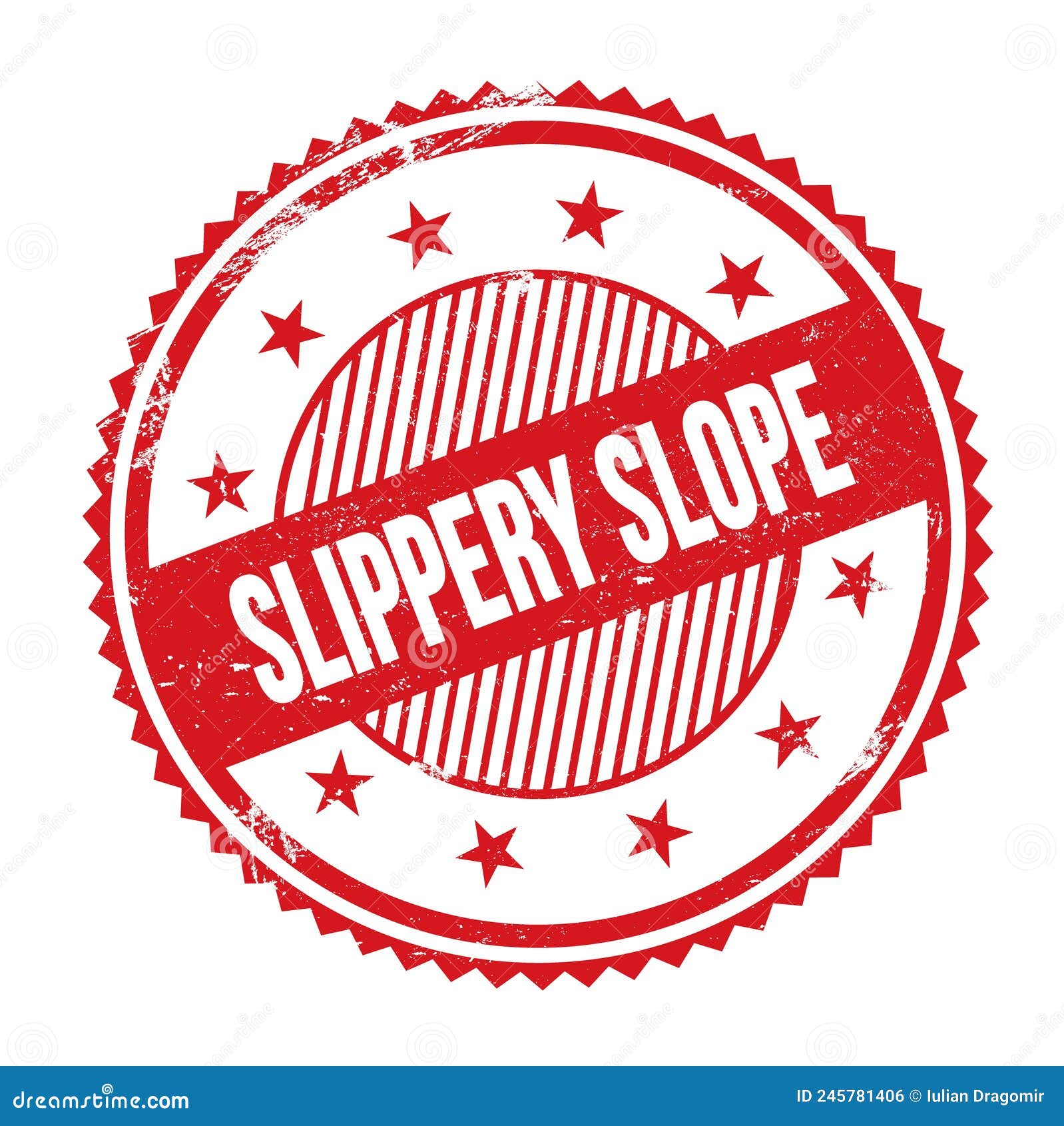 SLIPPERY SLOPE Text Written on Red Grungy Round Stamp Stock ...