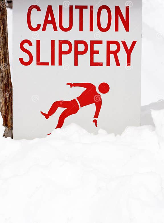 Slippery Snow Warning stock image. Image of danger, snow - 4305965