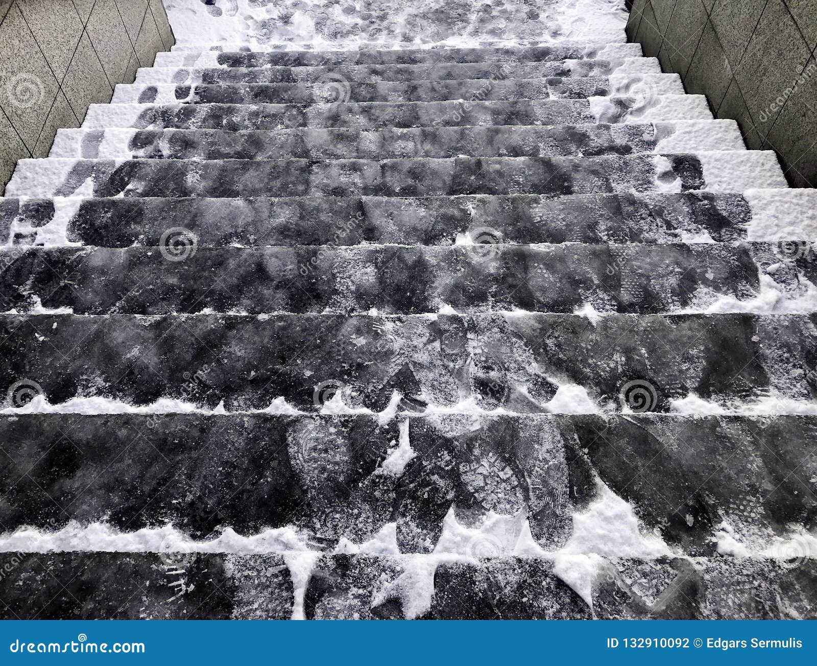 Slippery Staircase Covered Ice Stock Photo - Image of covered, concrete ...