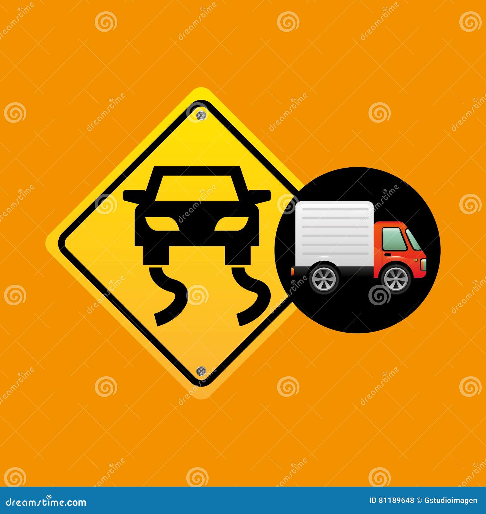 Slippery Traffic Sign Concept Stock Vector - Illustration of road ...