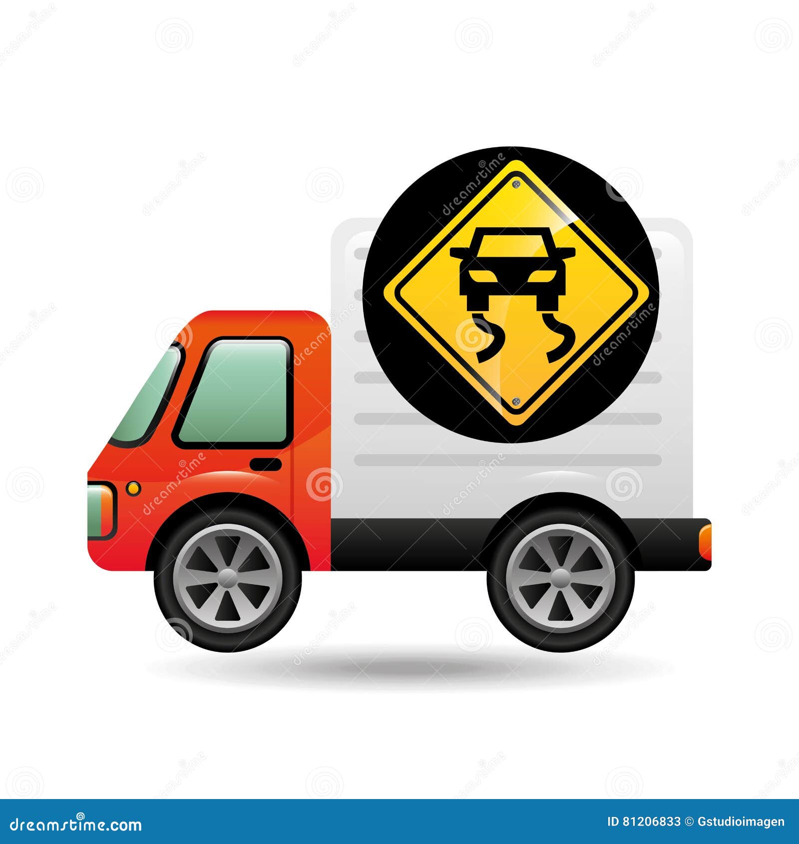Slippery Traffic Sign Concept Stock Vector - Illustration of street ...