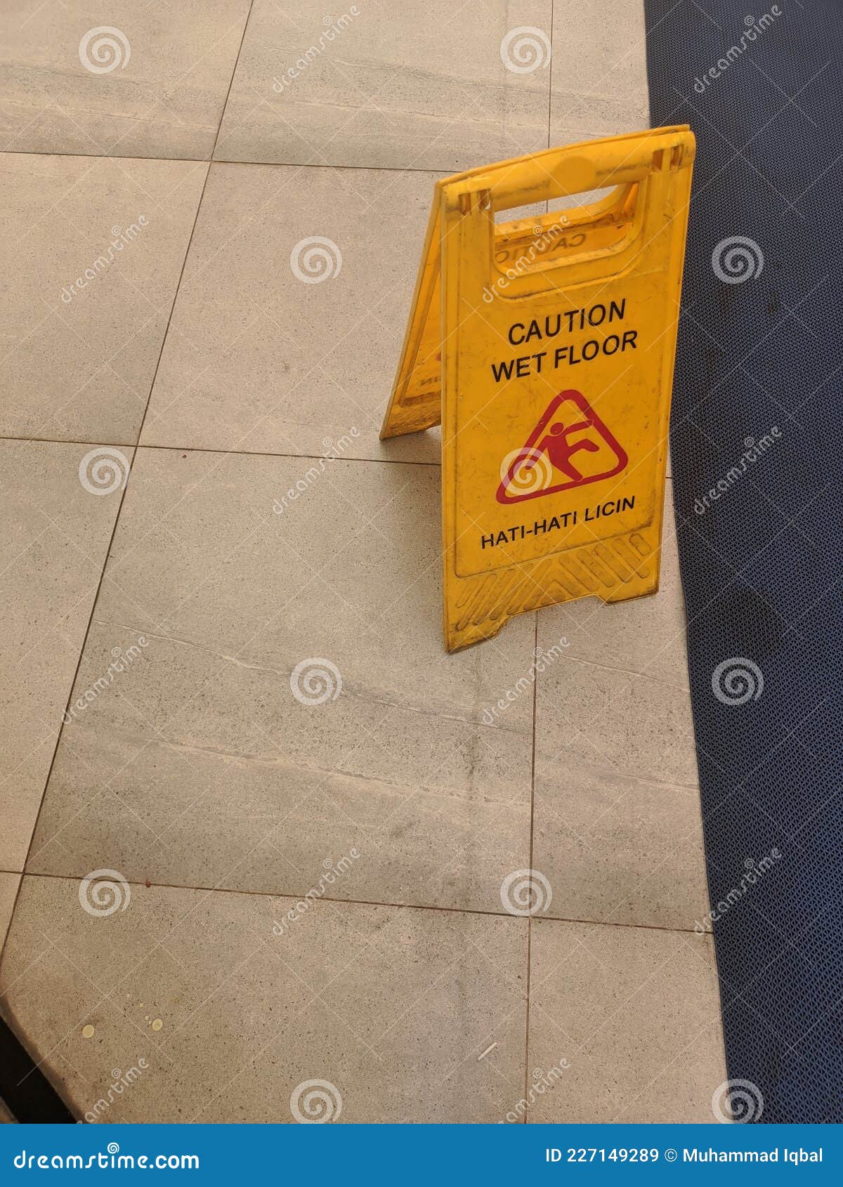 Slippery Warning Board Sign on the Top of the Floor that Have Been ...
