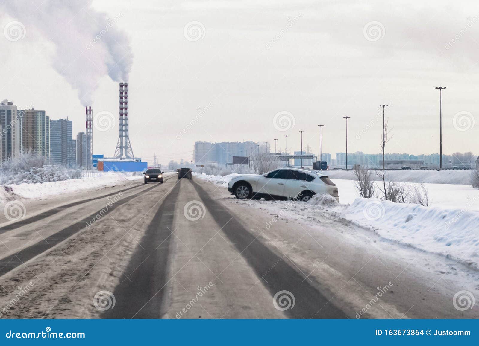 Slippery Way, on Car Drove on a Slippery Road Stock Photo - Image of ...