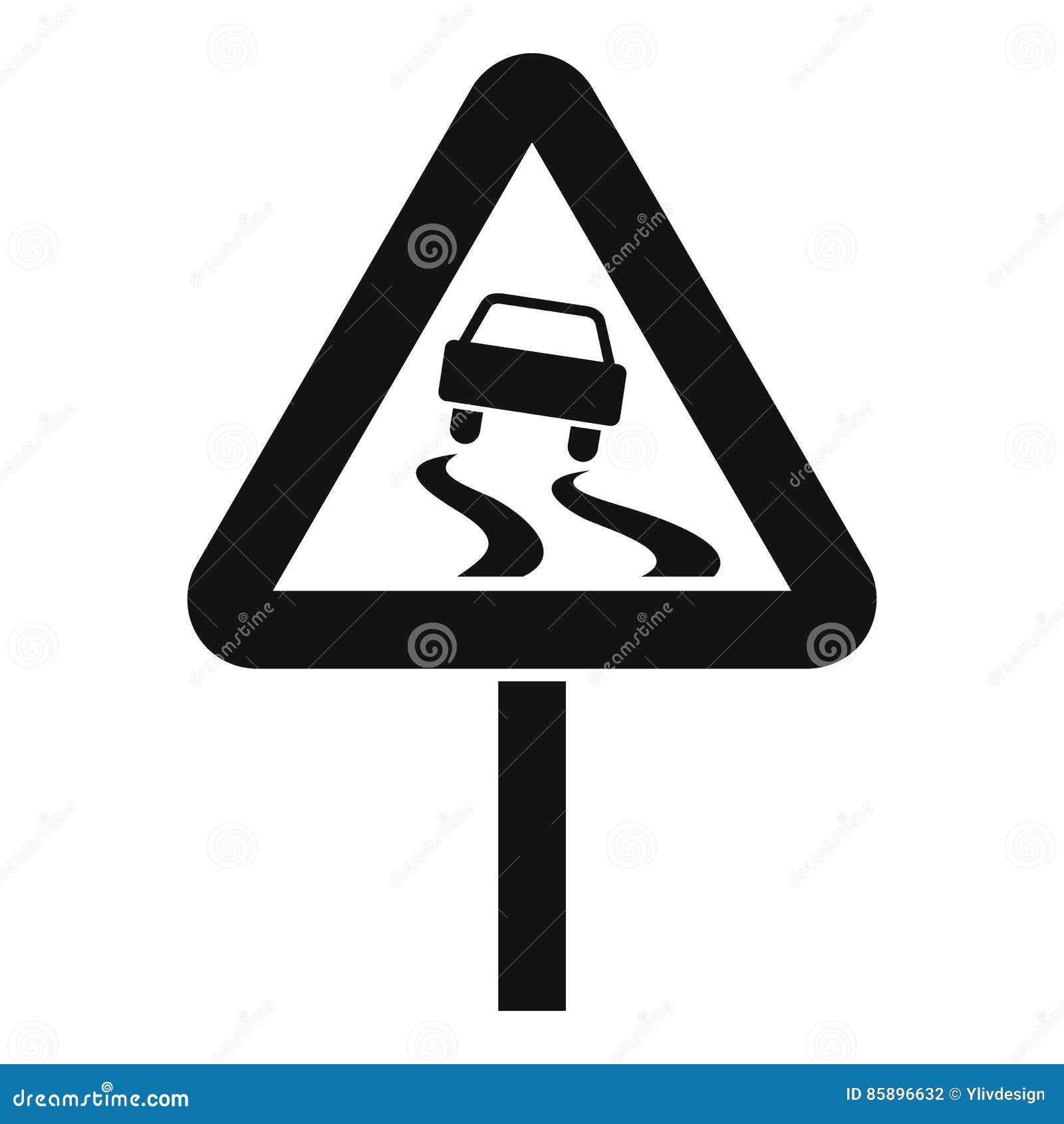 Slippery when Wet Road Sign Icon, Simple Style Stock Vector ...
