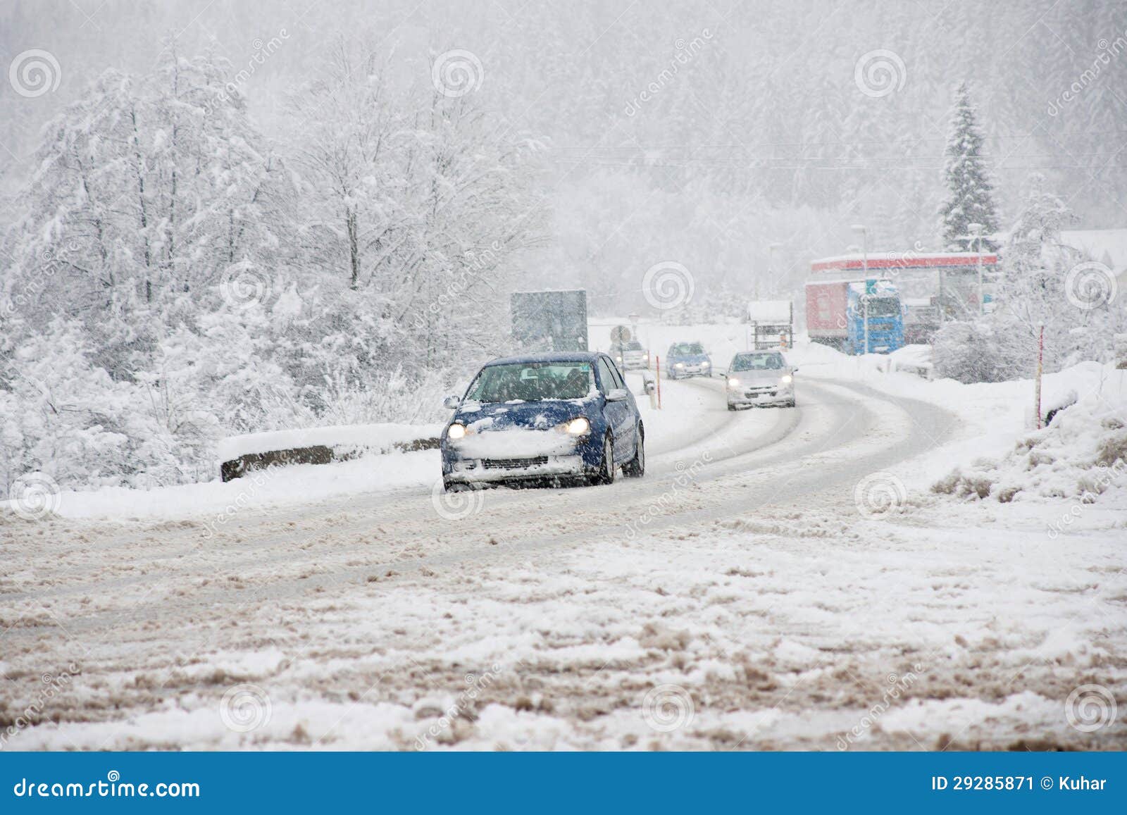 Slippery Winter Road Conditions Stock Image - Image of nature ...