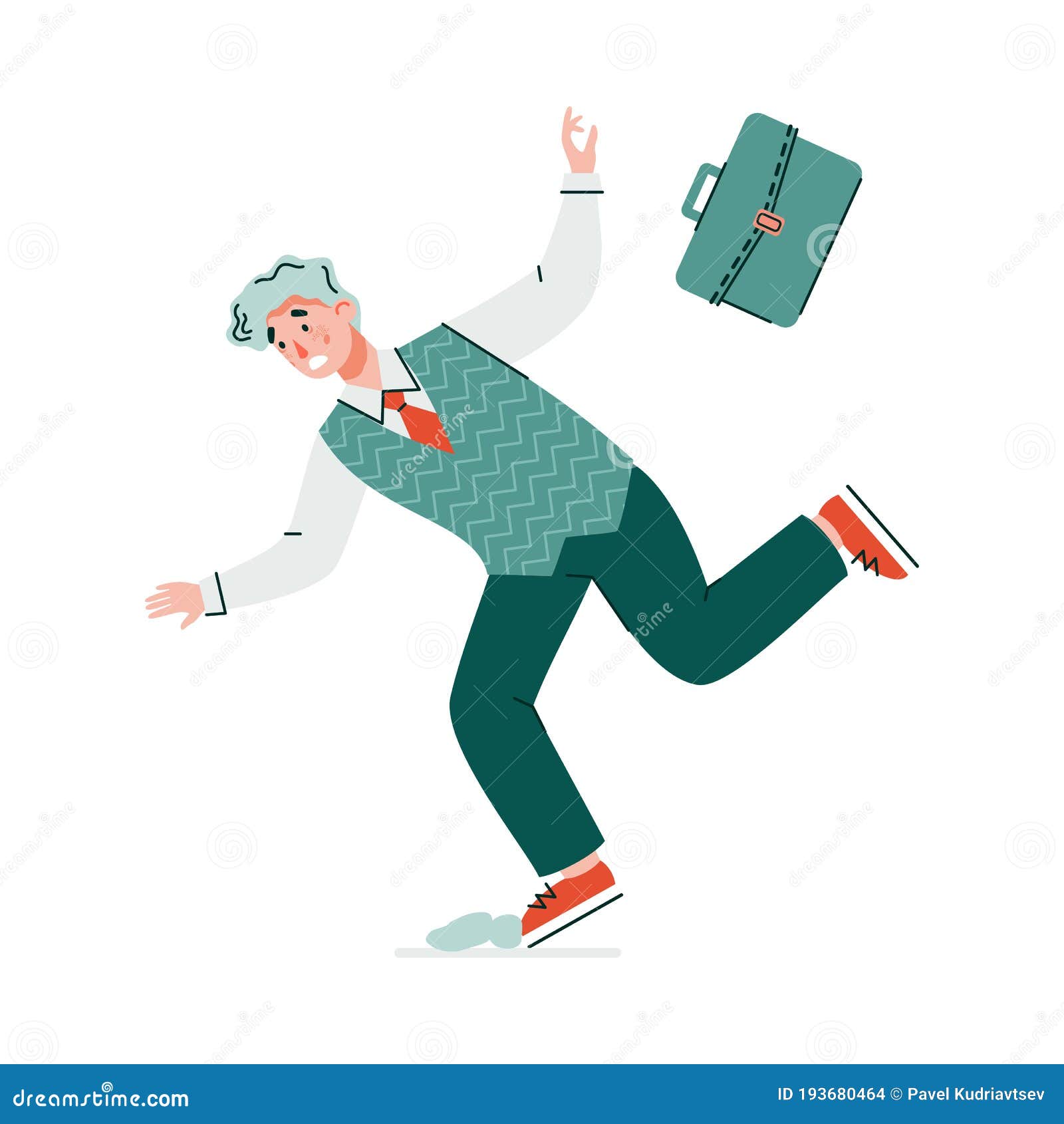 Slipping and Falling Down Businessman Flat Vector Illustration Isolated ...