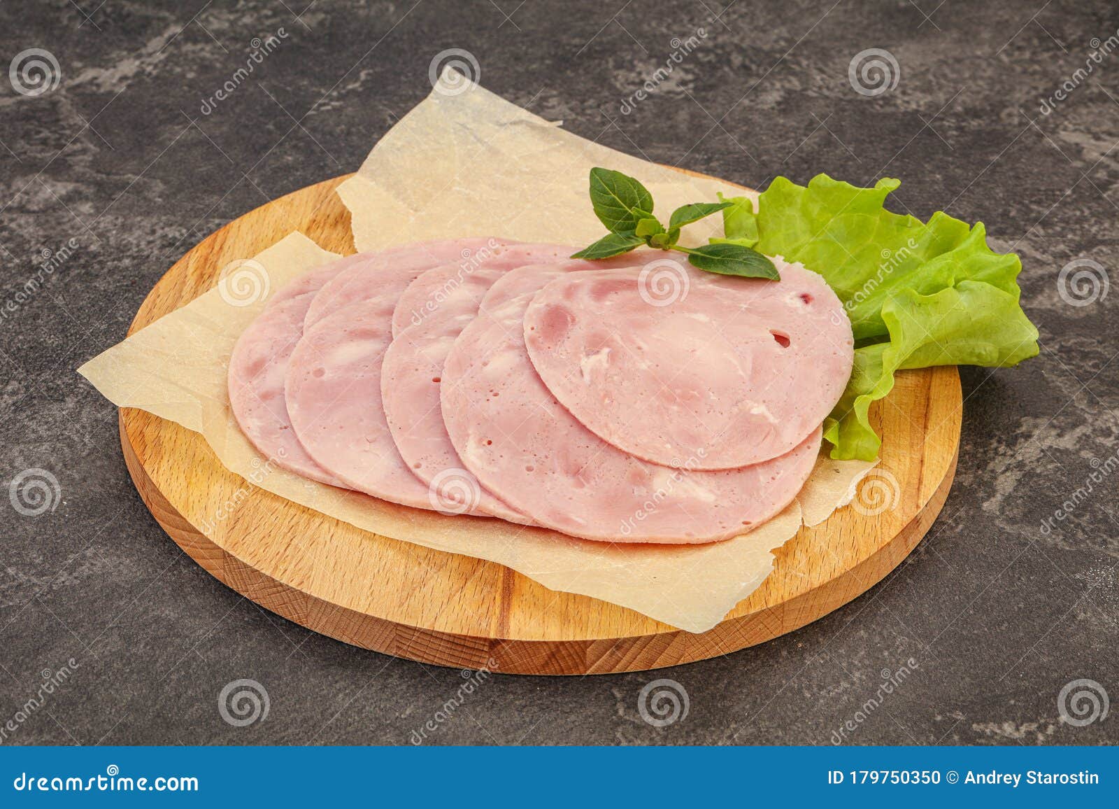 Slised Ham Snack Over Board Stock Photo - Image of food, closeup: 179750350