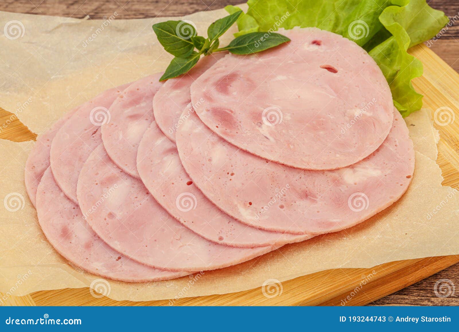 Slised Ham Snack Over Board Stock Image - Image of background, meat ...