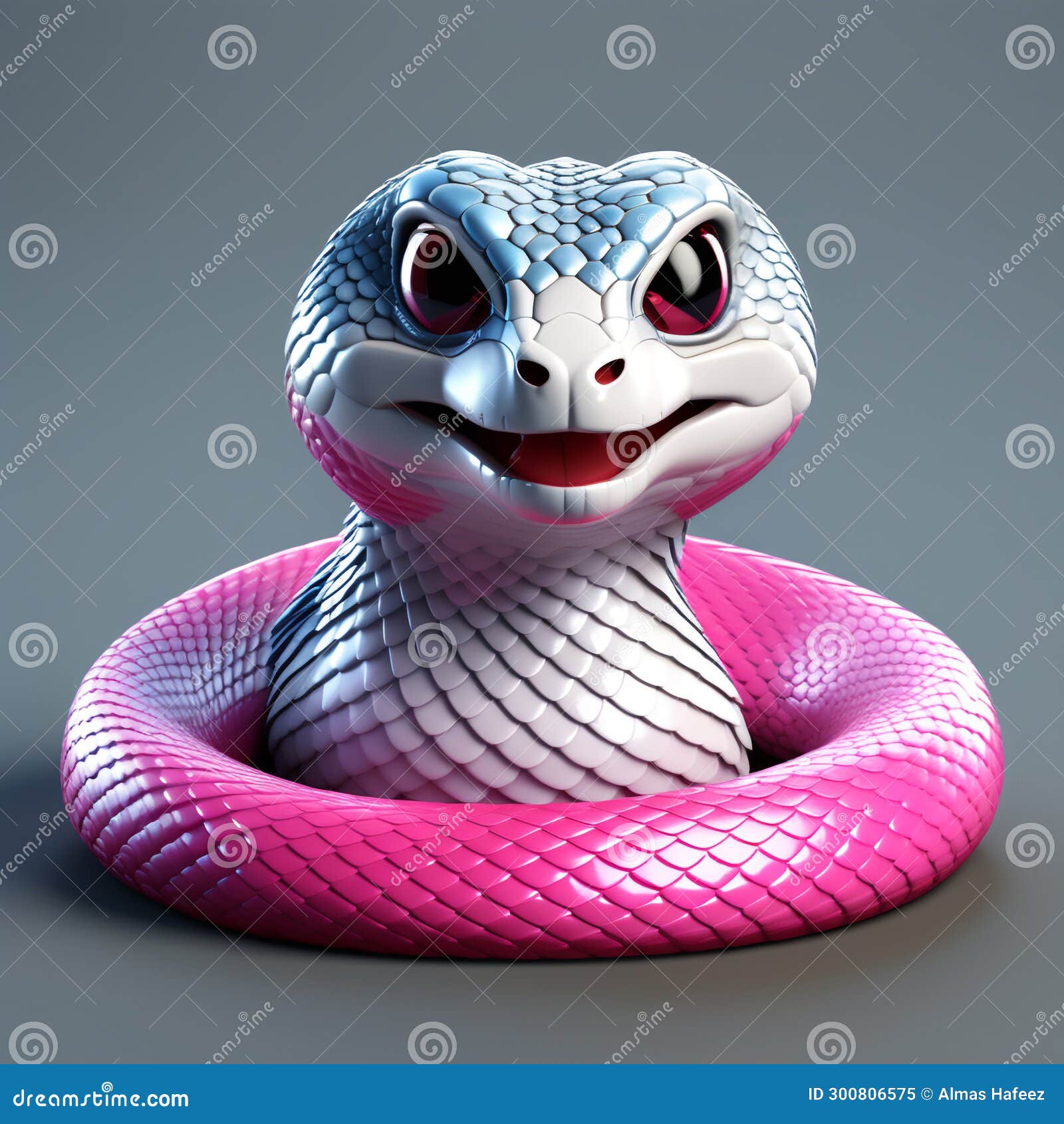 Slithering Elegance: 3D Illustration of a Cute Cobra Stock Illustration ...