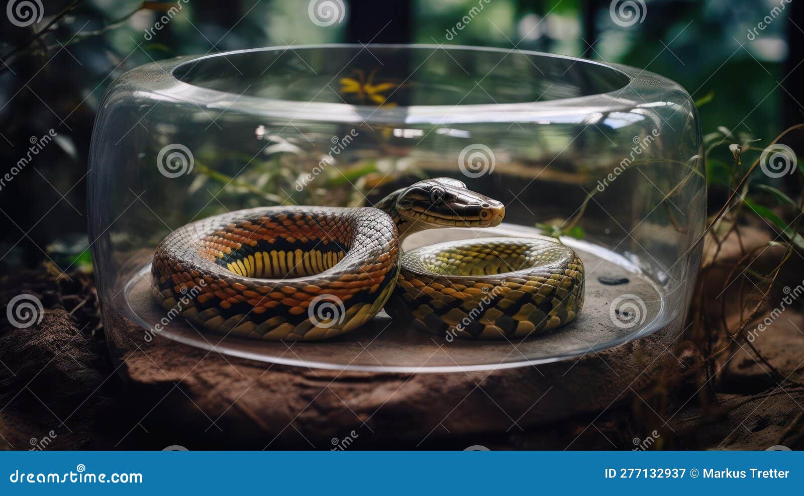 Slithery Snake Coiled Up in Its Glass Enclosure Created with Generative ...