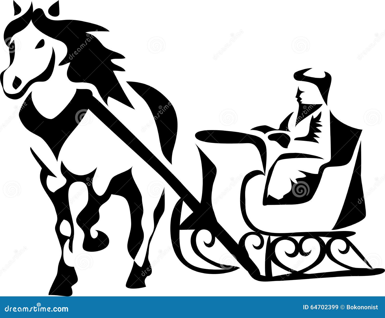 Slitta trainata da cavalli illustrazione vettoriale. Illustrazione di ...