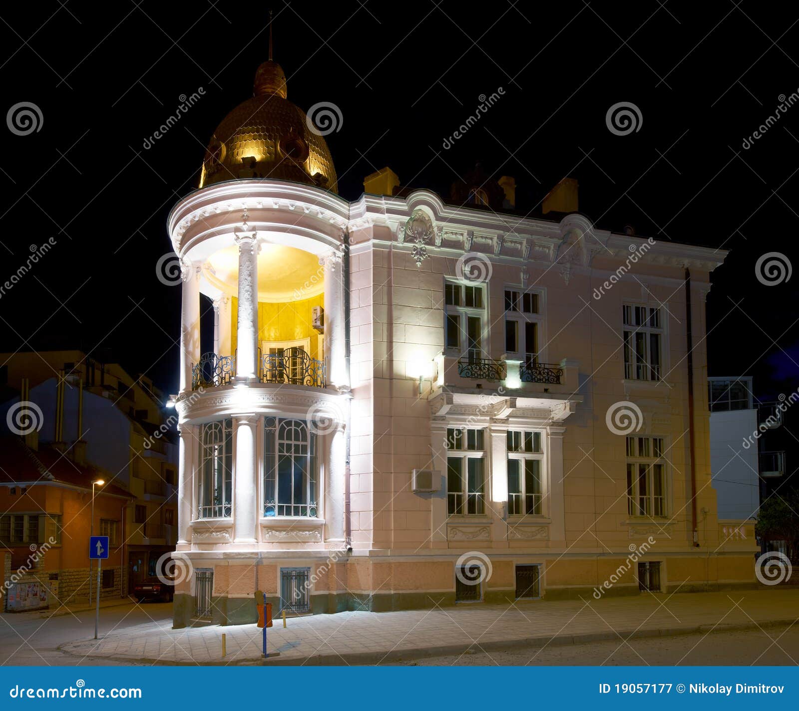 Sliven library stock image. Image of light, city, night - 19057177