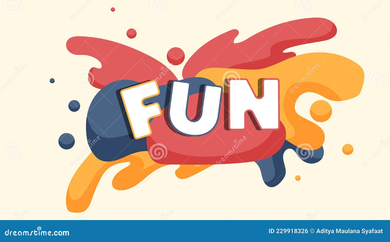 Slogan "FUN" in Abstract Colorful Hand Drawn Fluid Background Stock ...