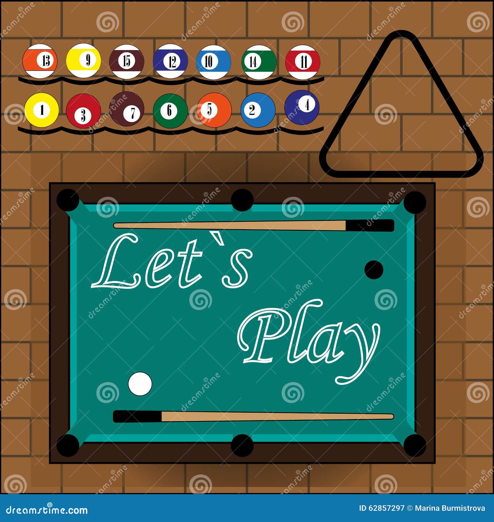 Slogan Let`s Play To Billiard Stock Vector - Illustration of cards ...