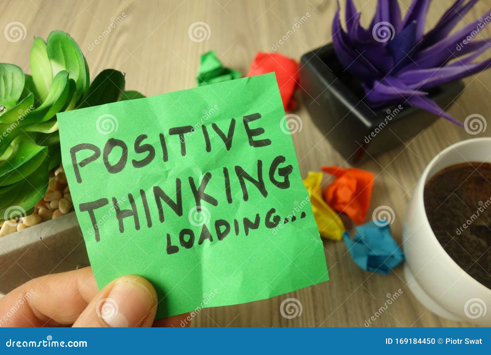Slogan Positive Thinking Loading Handwritten on Sticky Note Stock Photo ...