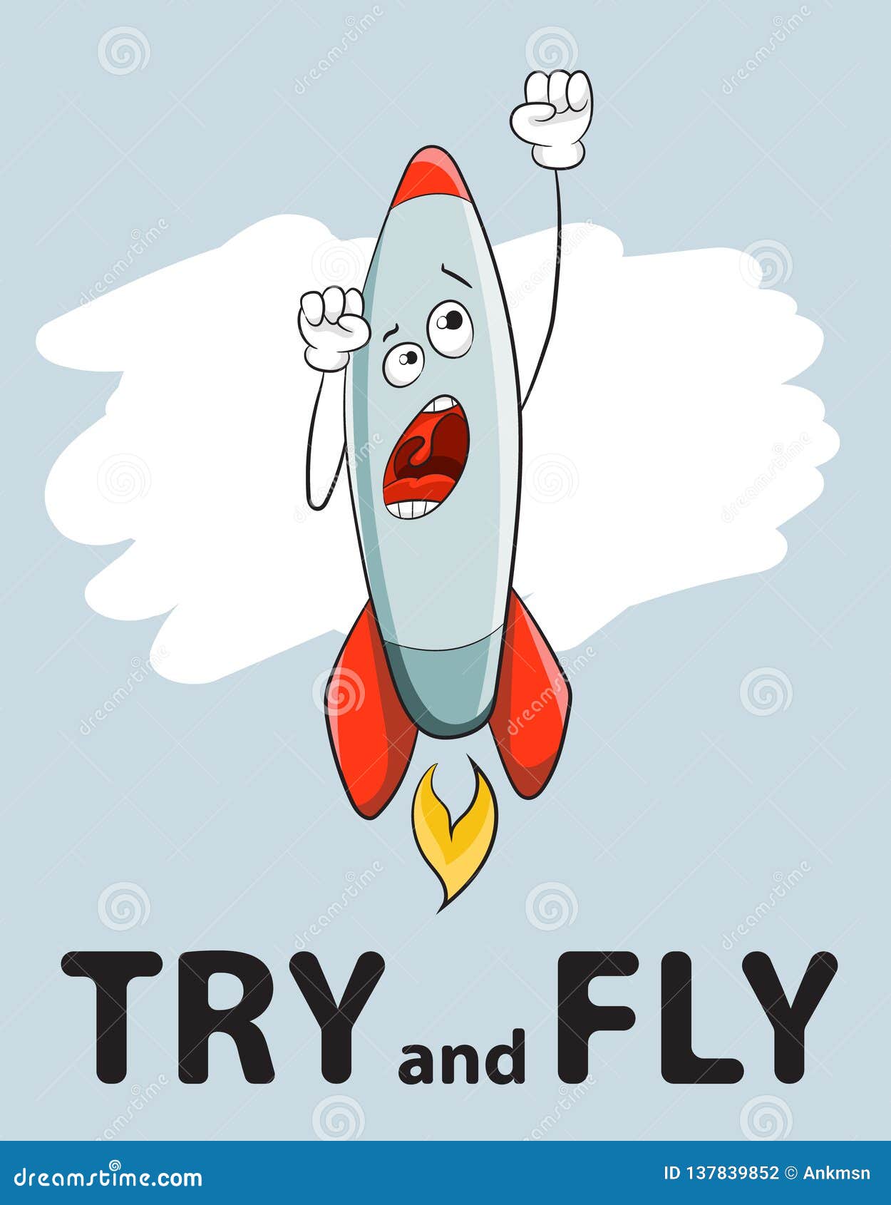 Slogan Try and Fly Rocket Start Up Concept Business Success Stock ...