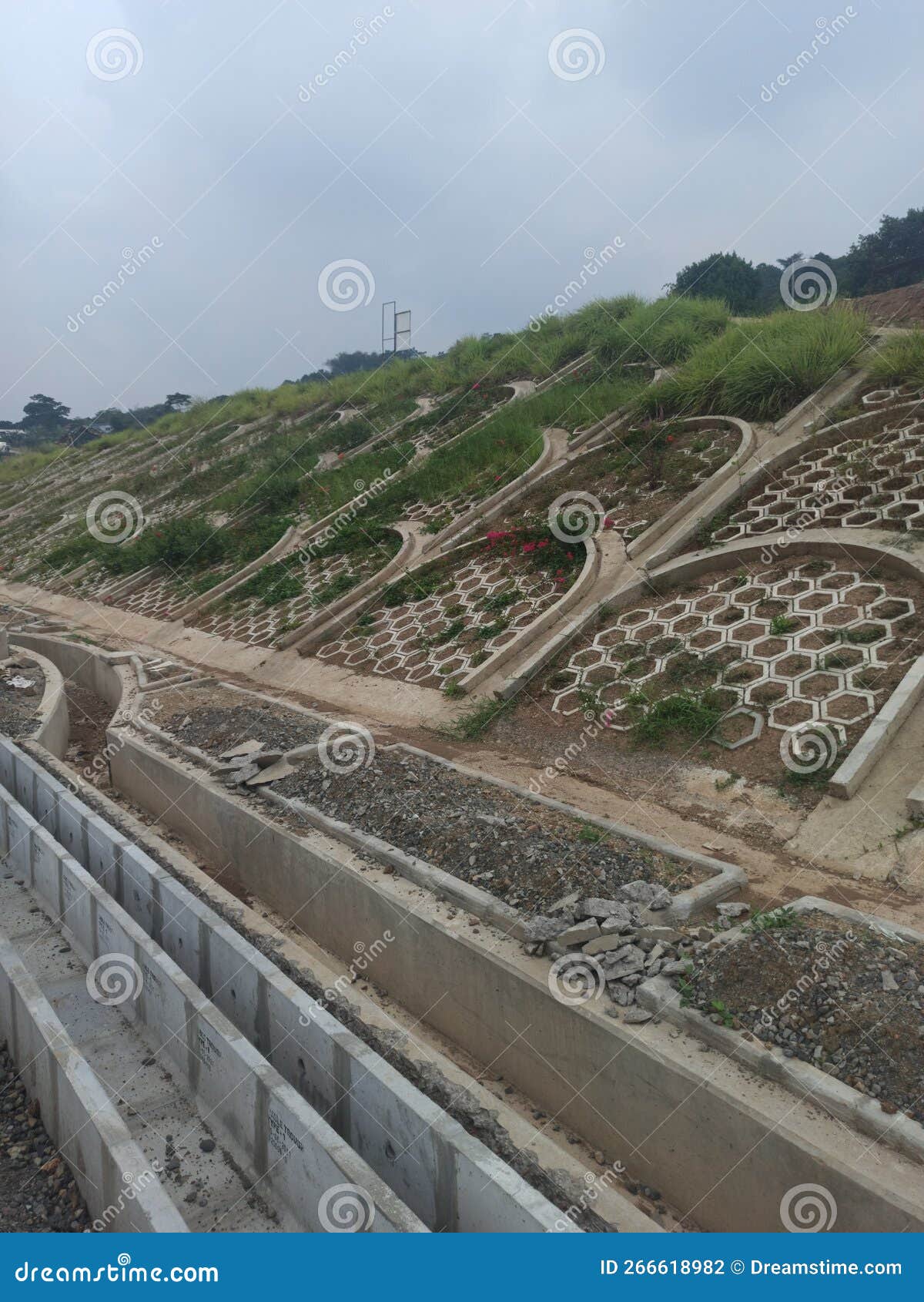 Slope Arch Revetment in Subgrade Work Stock Photo - Image of window ...