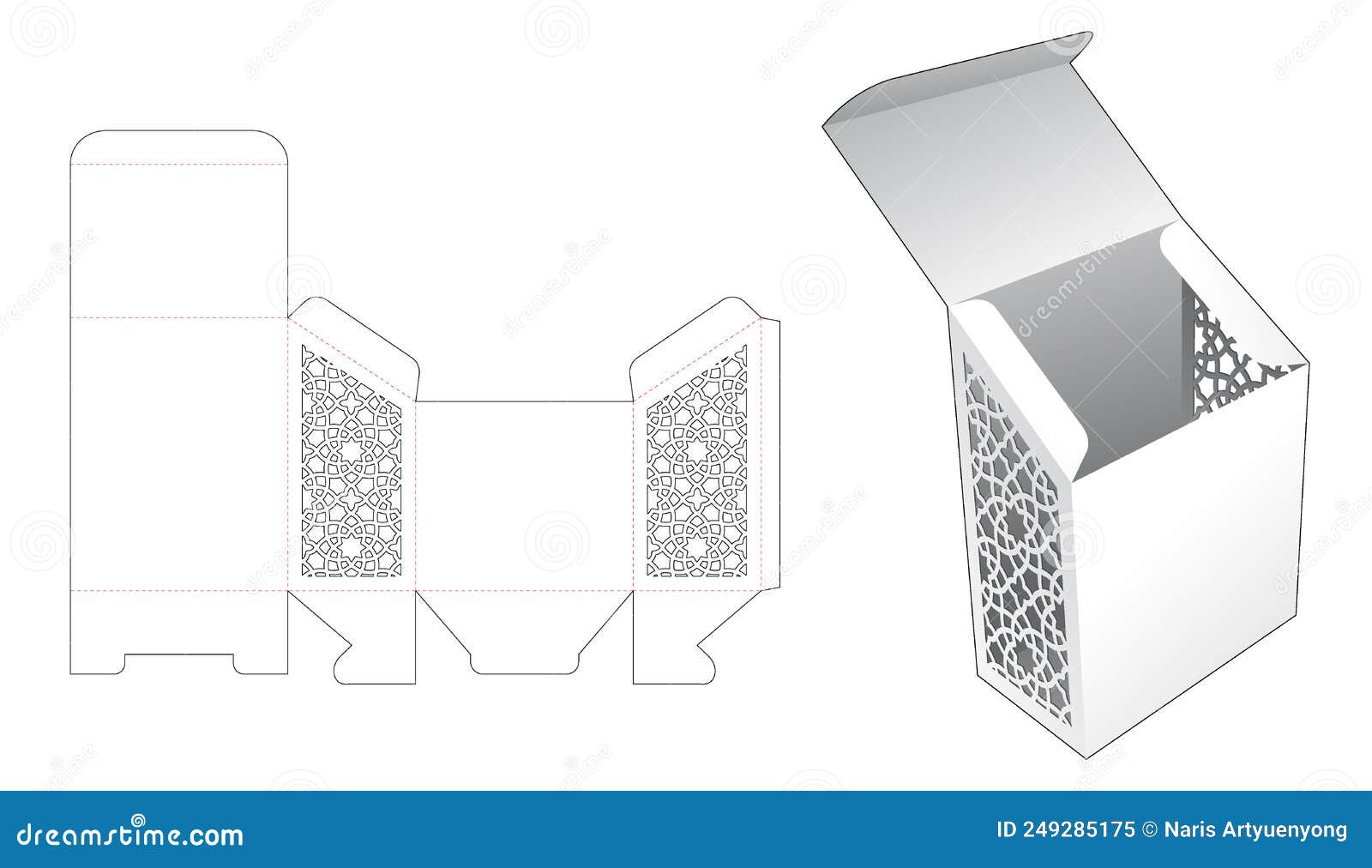 Cardboard Slope Flip Box Die Cut Template Vector Illustration ...