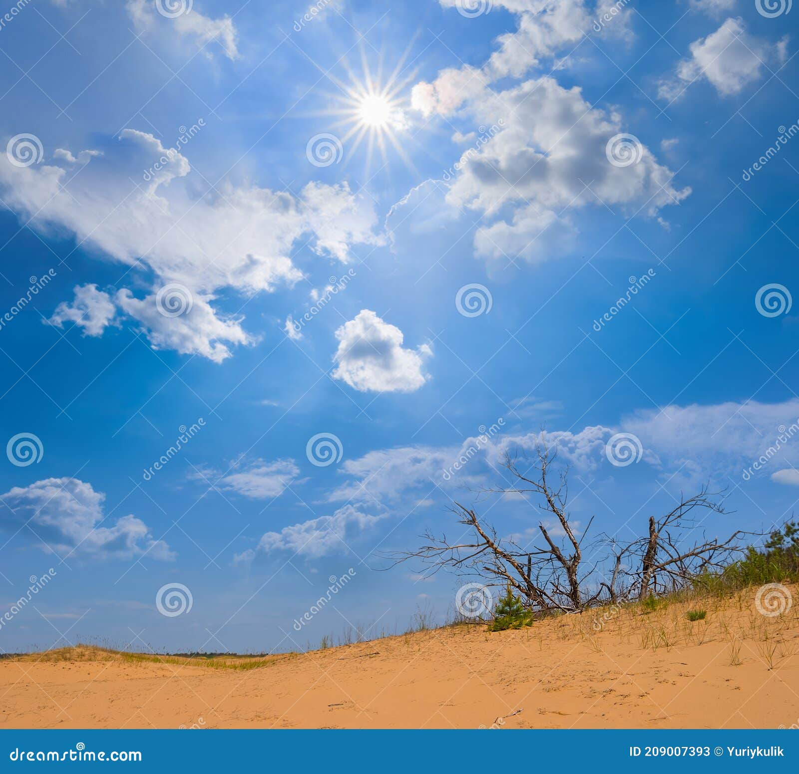 Sandy Desert Dune Under a Hot Sparkle Sun Stock Image - Image of light ...