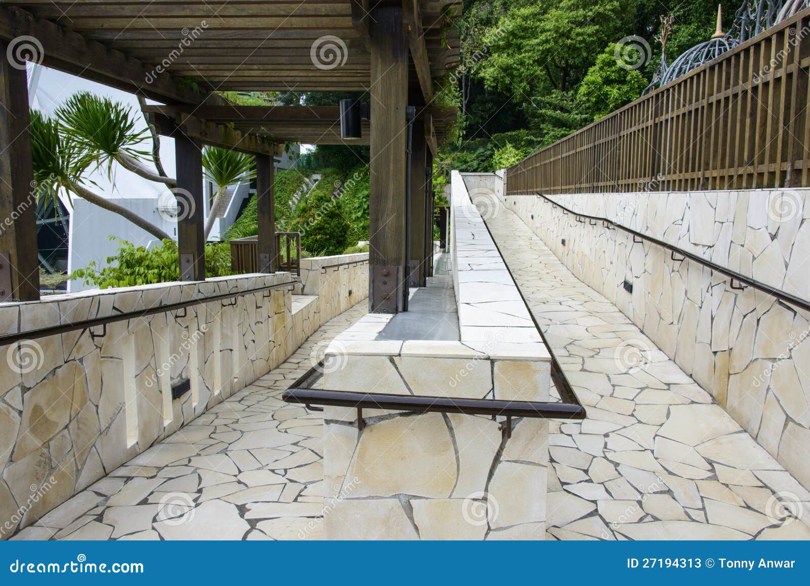 Slope Walkway stock image. Image of ascending, wooden - 27194313