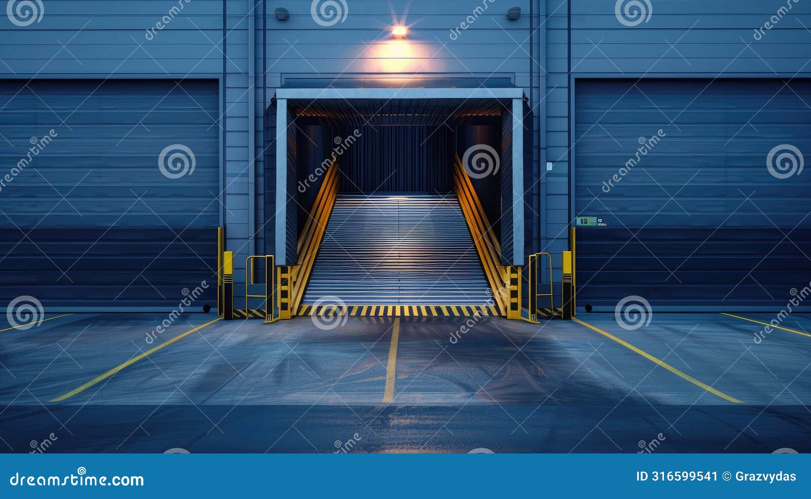 Sloped Loading Dock Leading Up To a Professional Warehouse Stock ...