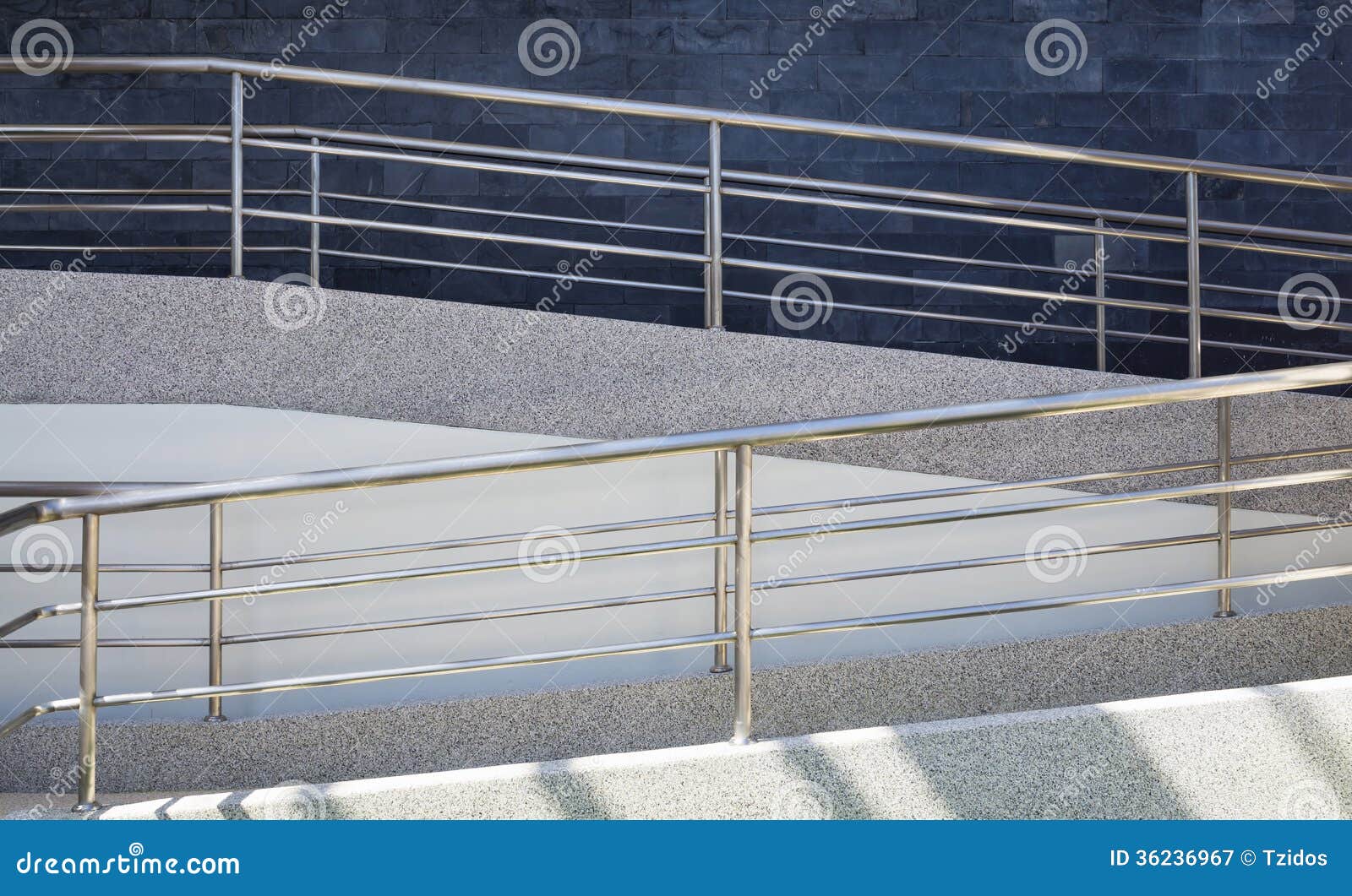 Sloping Concrete Walkway And Steel Handrail Royalty-Free Stock Photo ...