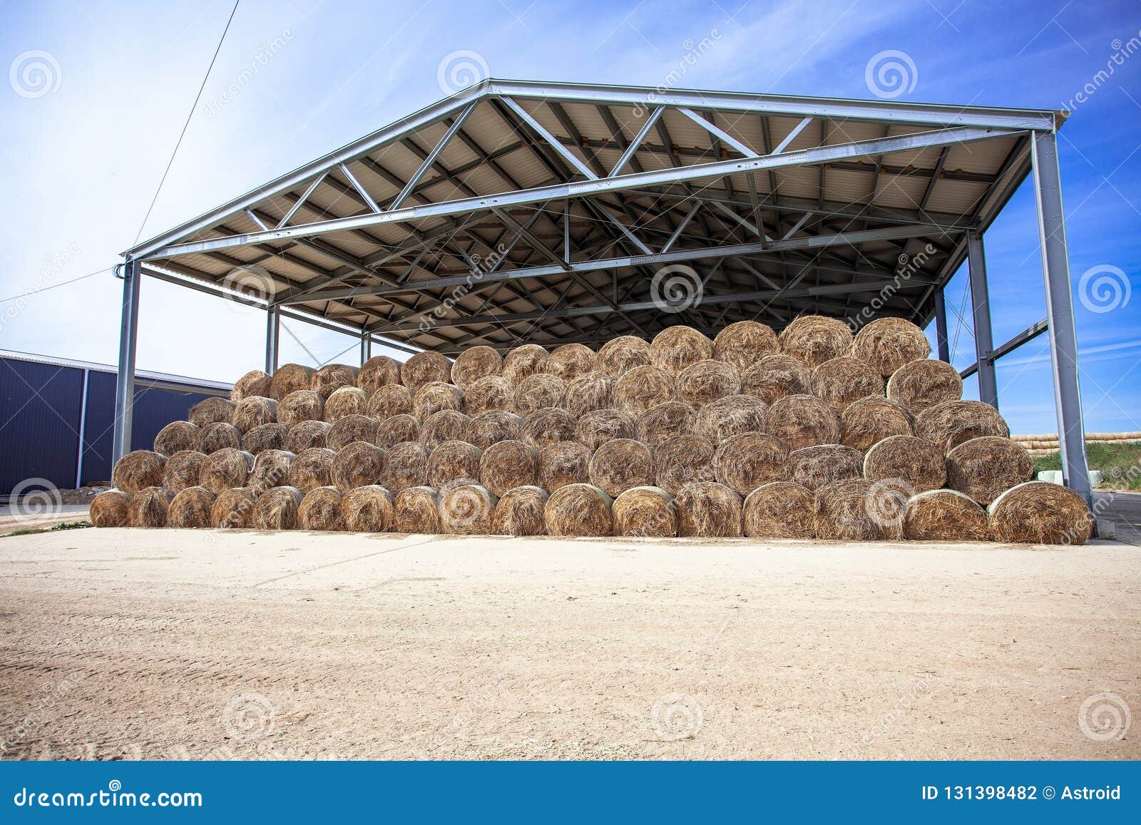 Sloping Hay Under a Canopy. Hay Store Stock Photo - Image of bales ...