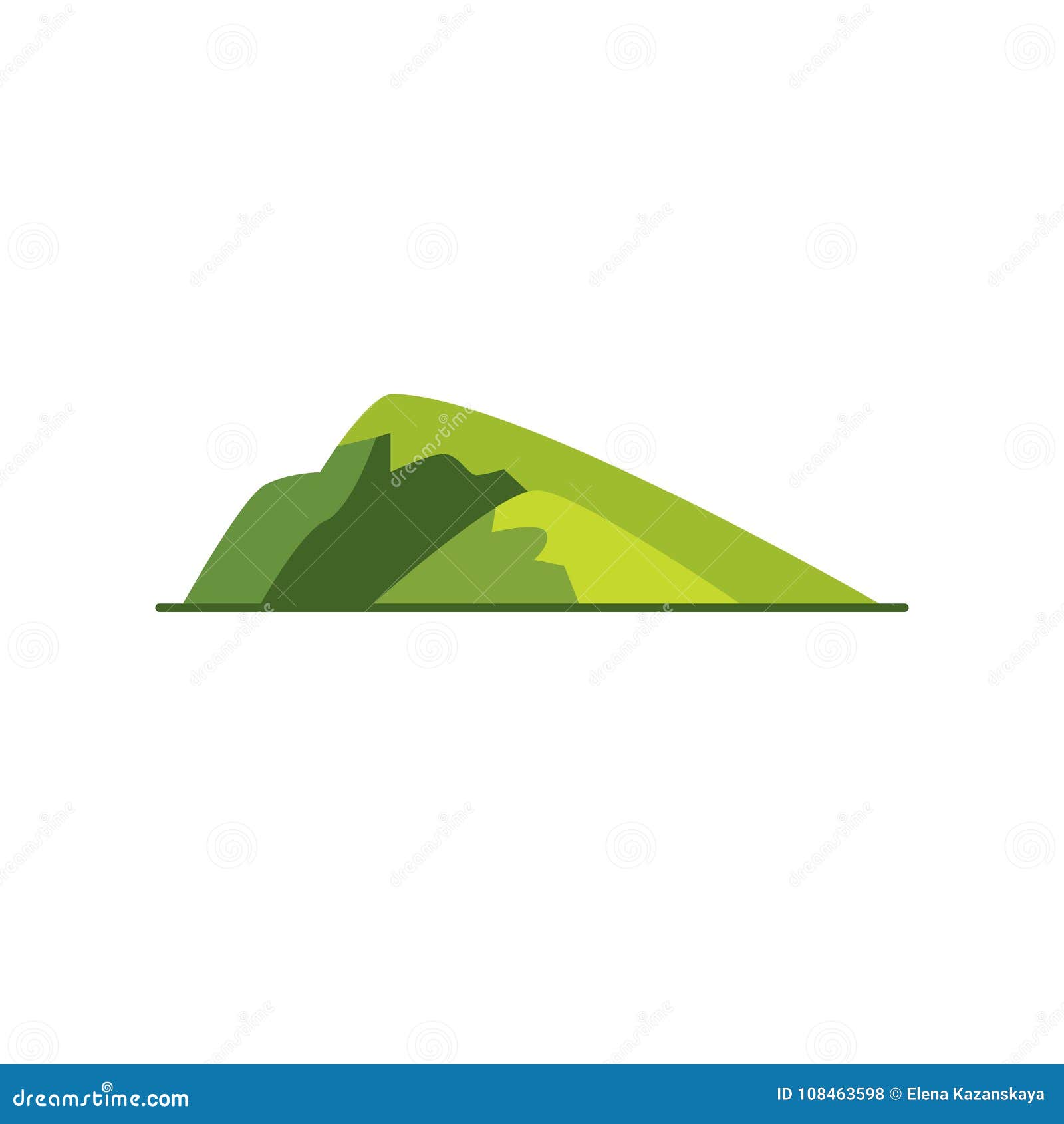 Sloping Hill Icon in Flat Style Stock Illustration - Illustration of ...