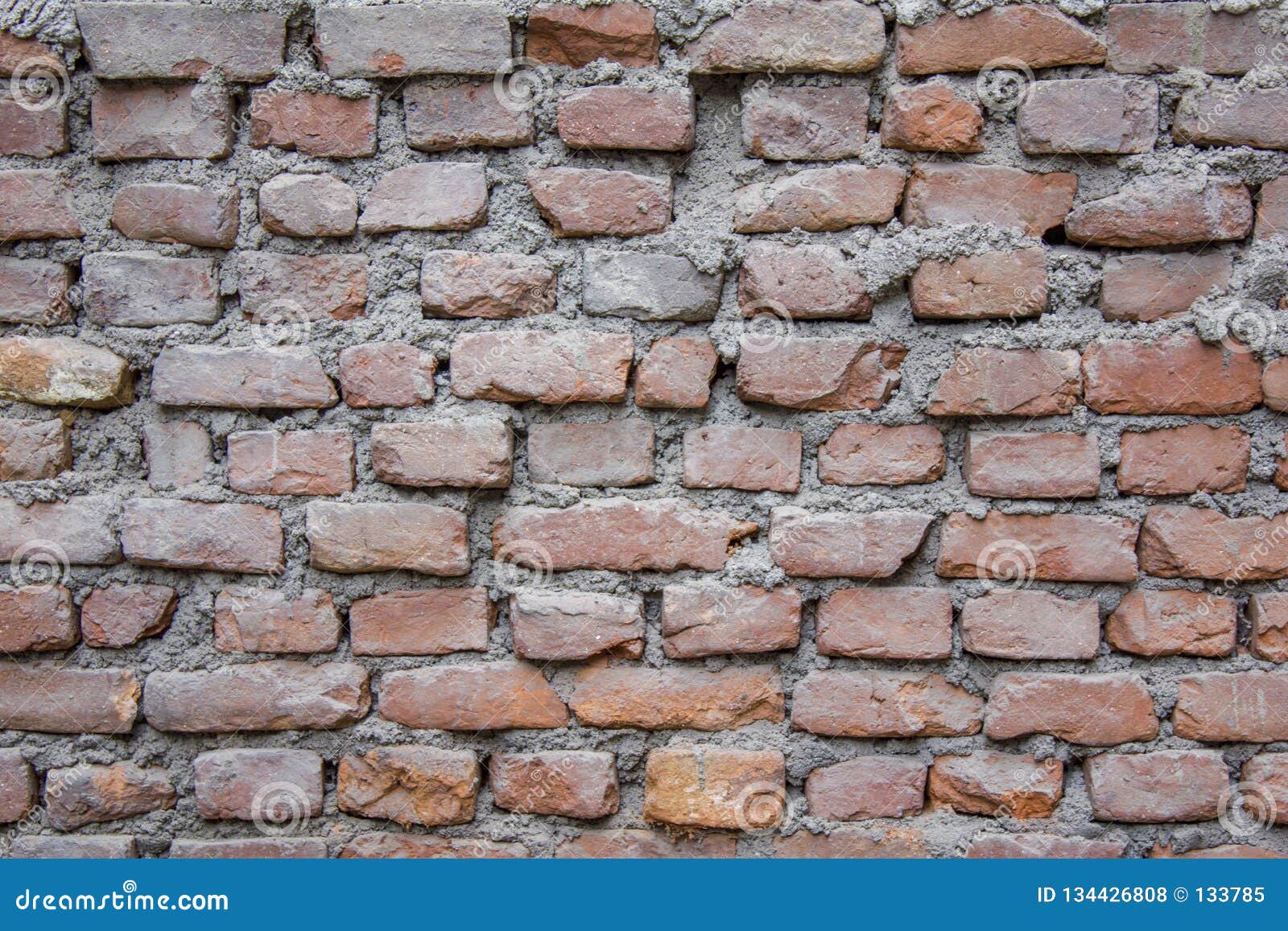 A Sloppy Brickwork. Old Red Brick Wall. Rough Surface Texture Stock ...
