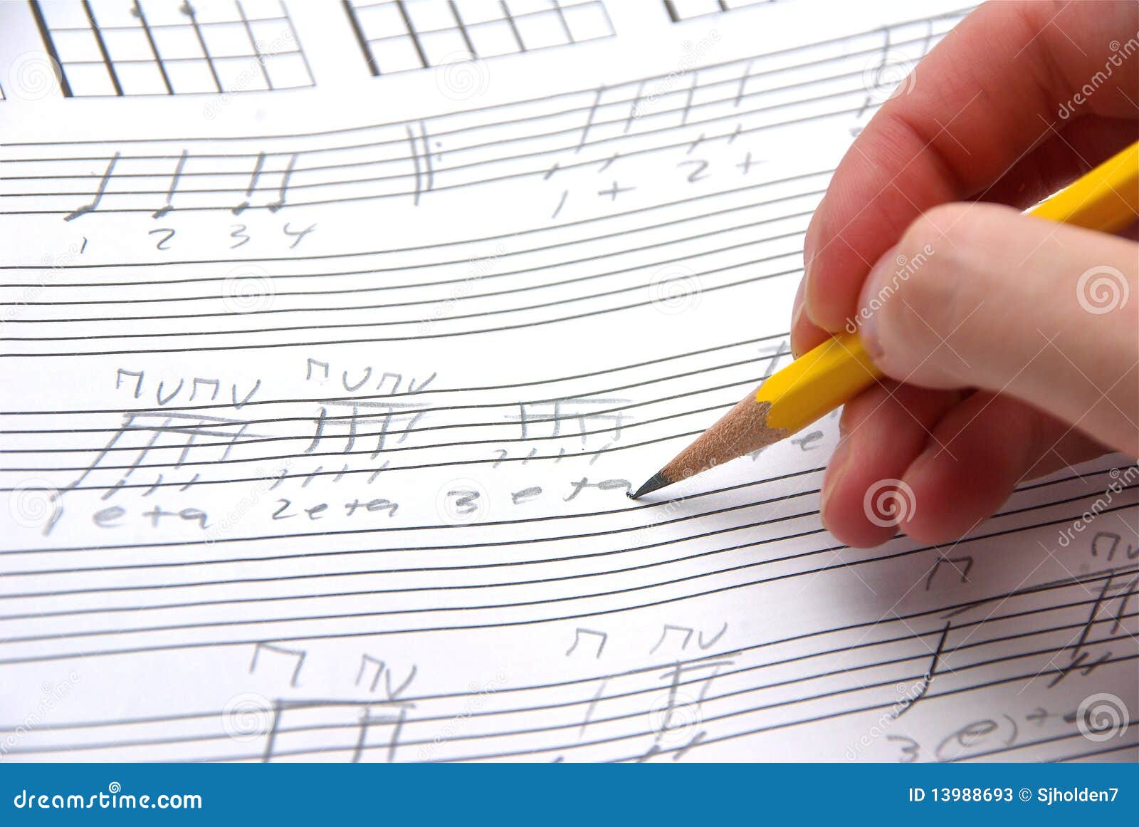 Sloppy music writing. stock image. Image of create, education - 13988693