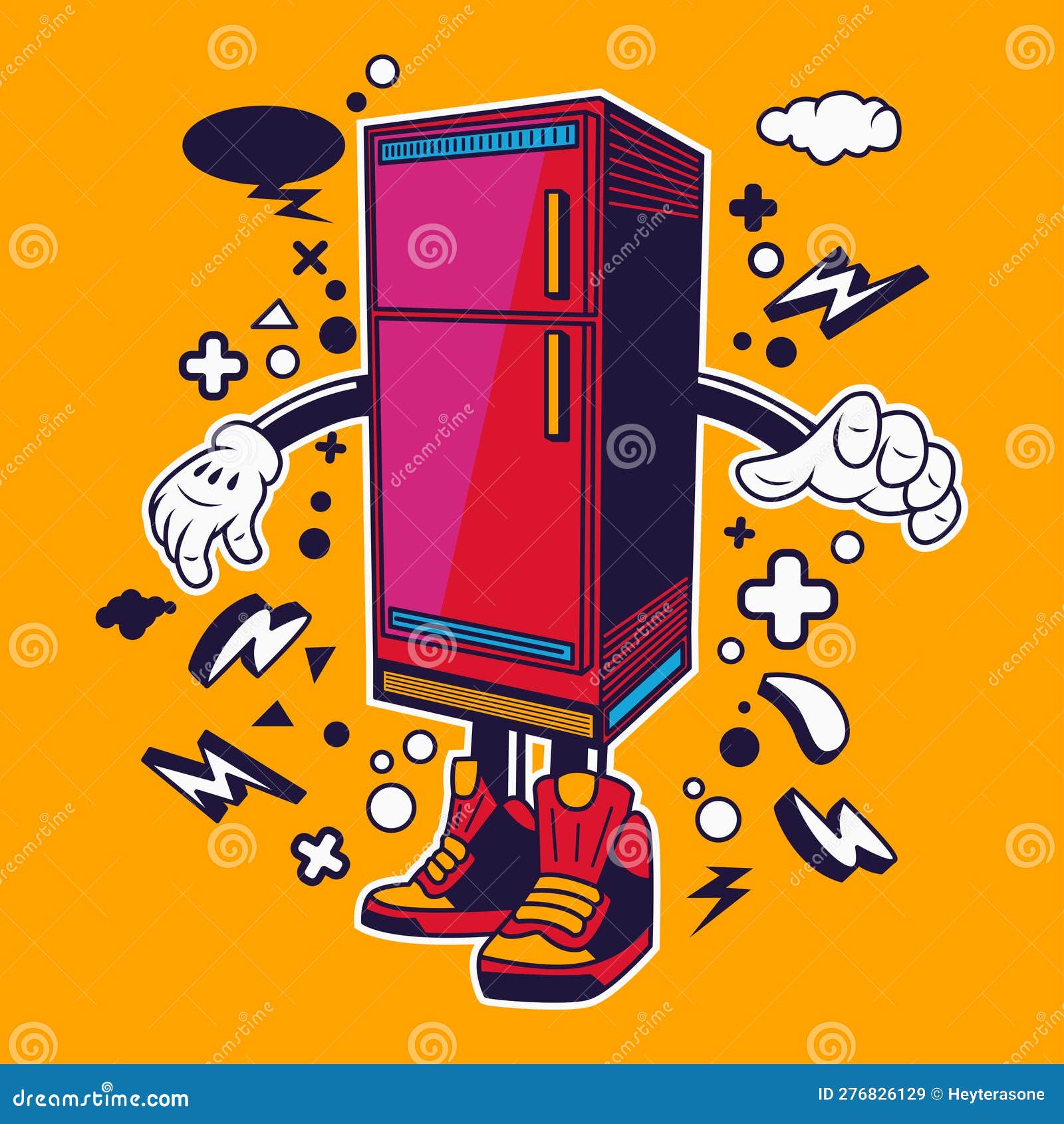 Fridge Cartoon Character Sticker Vector Stock Illustration Stock Vector ...