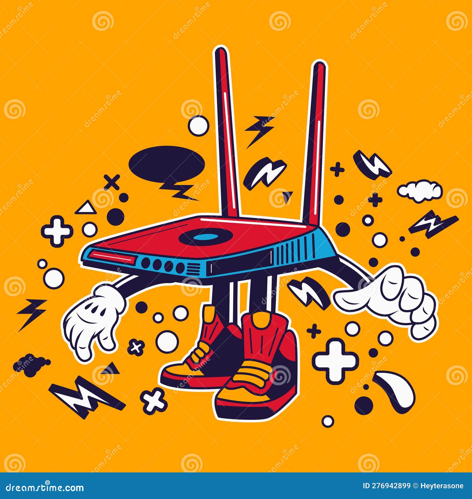 WIFI Modem Cartoon Character Sticker Vector Illustration Stock Vector ...