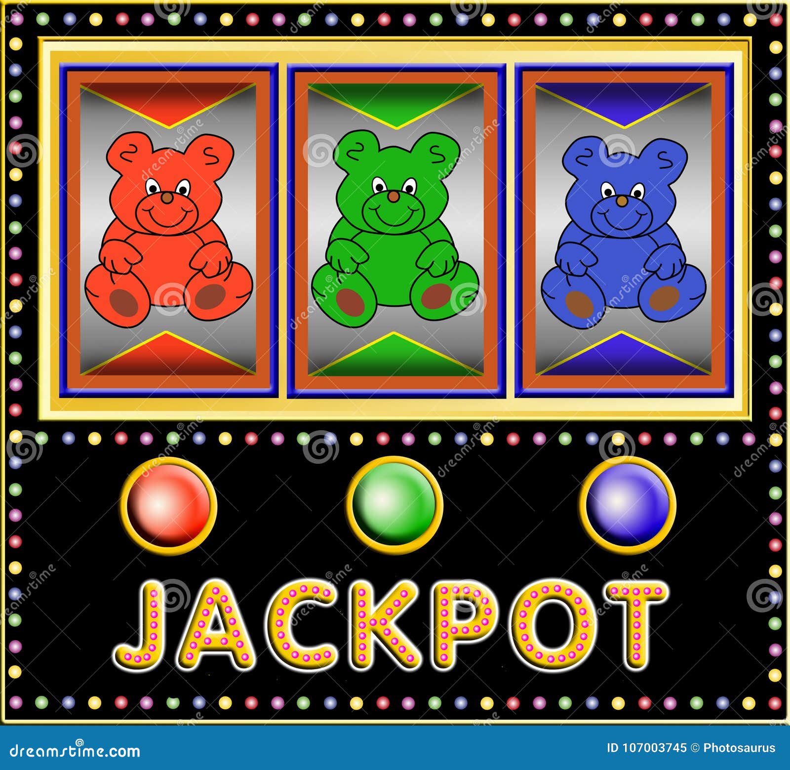 Slot Machine with Colorful Bears Stock Illustration - Illustration of ...
