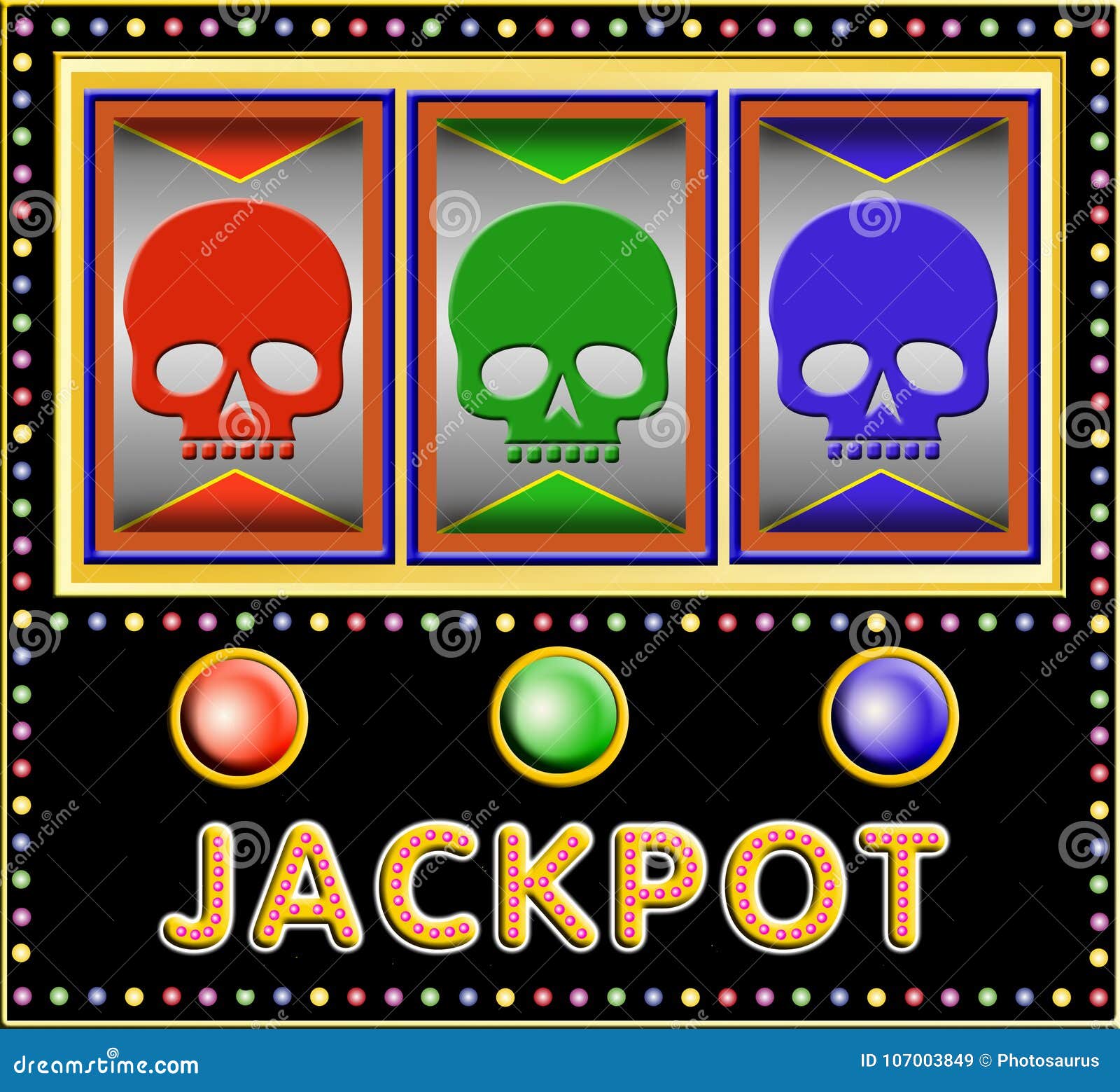 Slot Machine with Colorful Skulls Stock Illustration - Illustration of ...