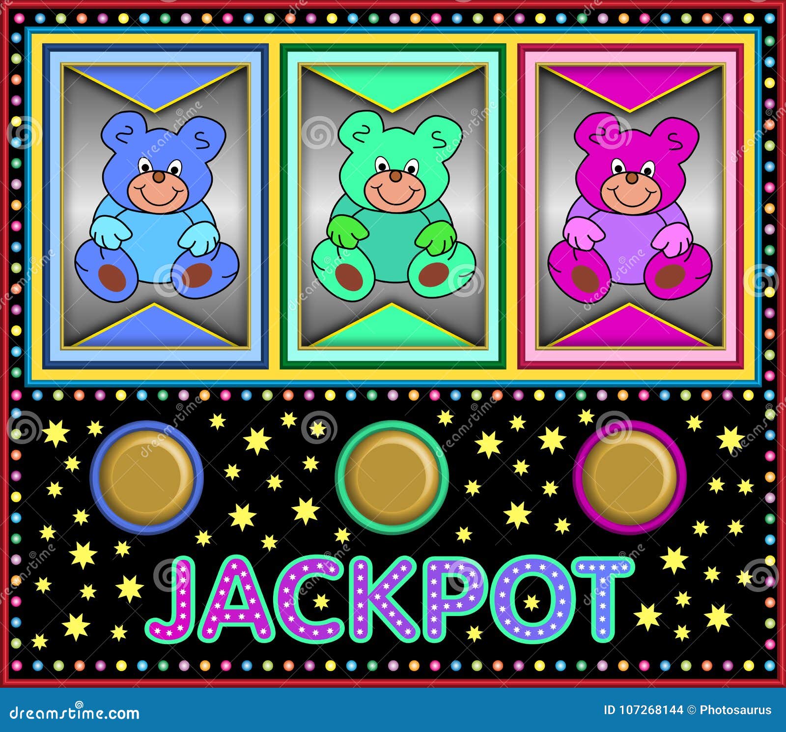 Slot Machine with Colorful Teddy Bears Stock Vector - Illustration of ...